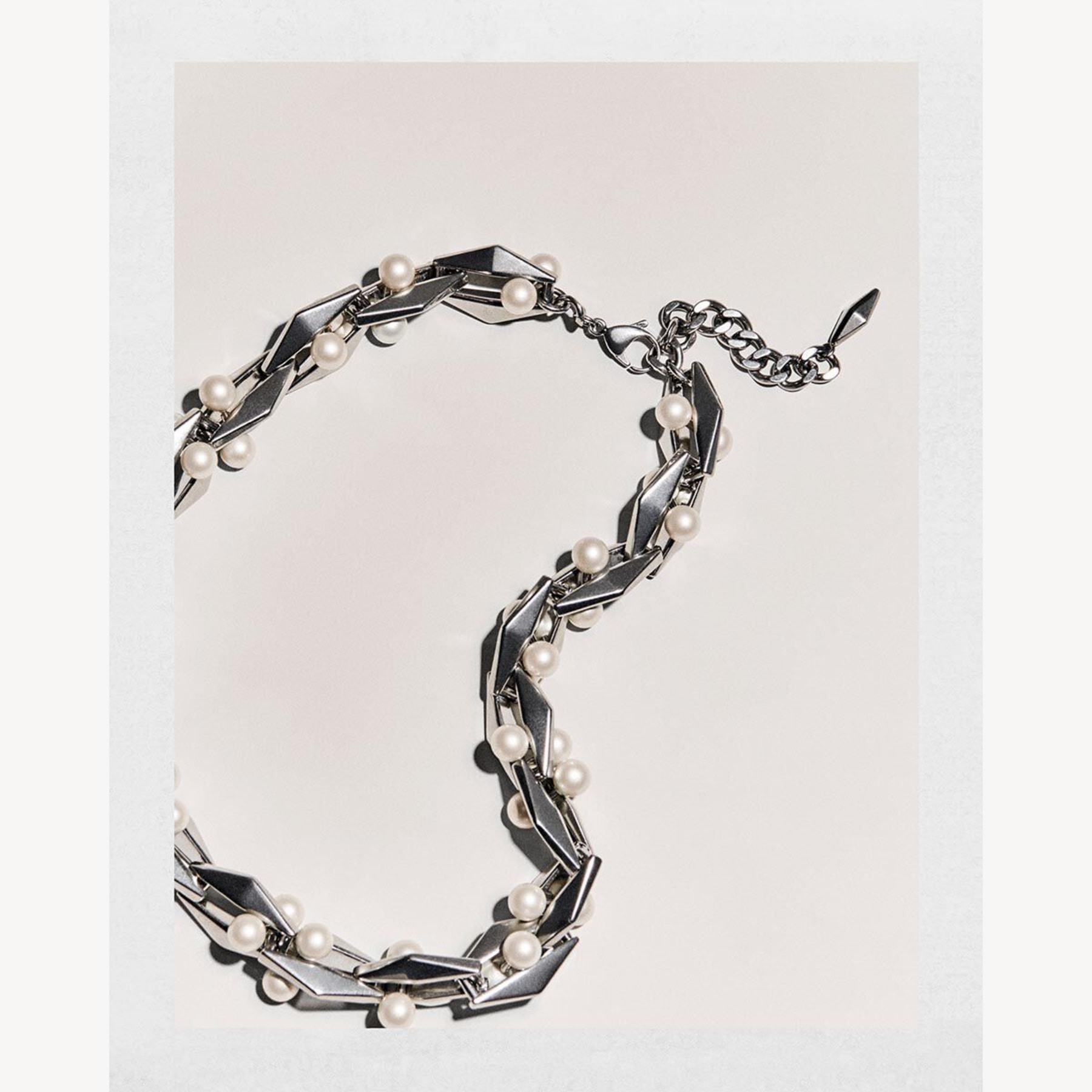 Diamond Chain Necklace | Antique Silver Finish Pearl Necklace | JIMMY ...