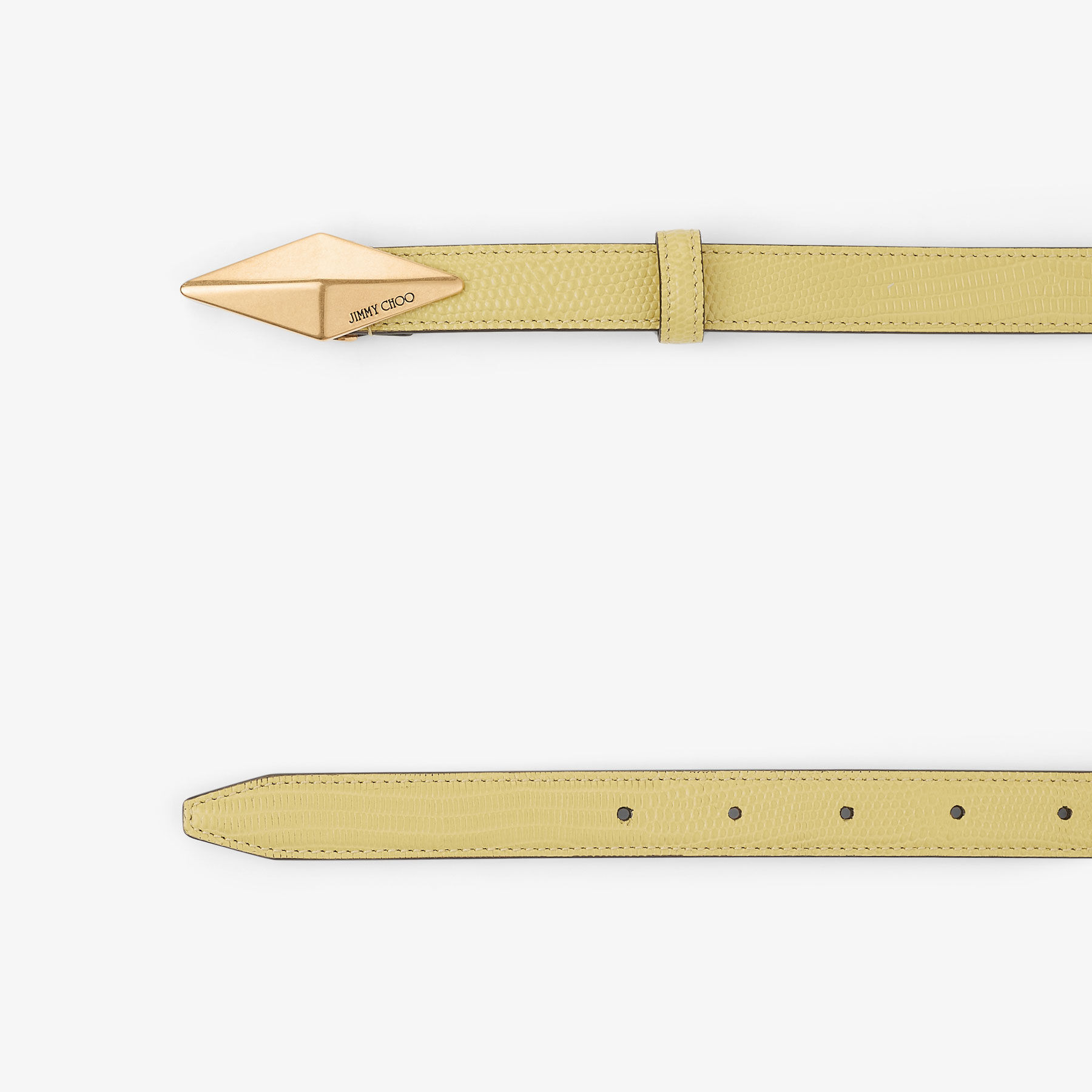 Diamond Clasp Belt | Yellow Lizard Print Belt | JIMMY CHOO