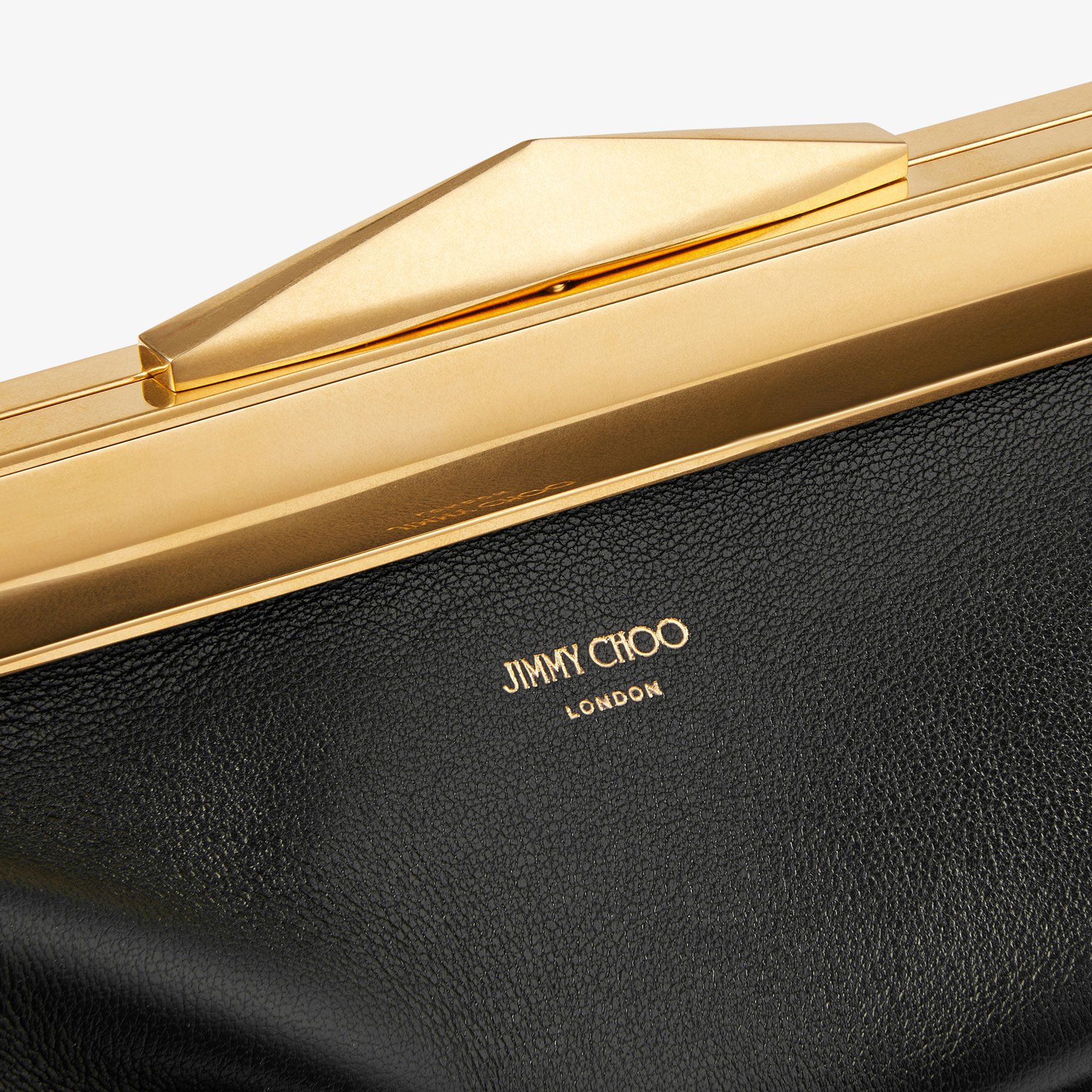 Diamond Frame Clutch/S | Black Calf Leather Clutch | JIMMY CHOO