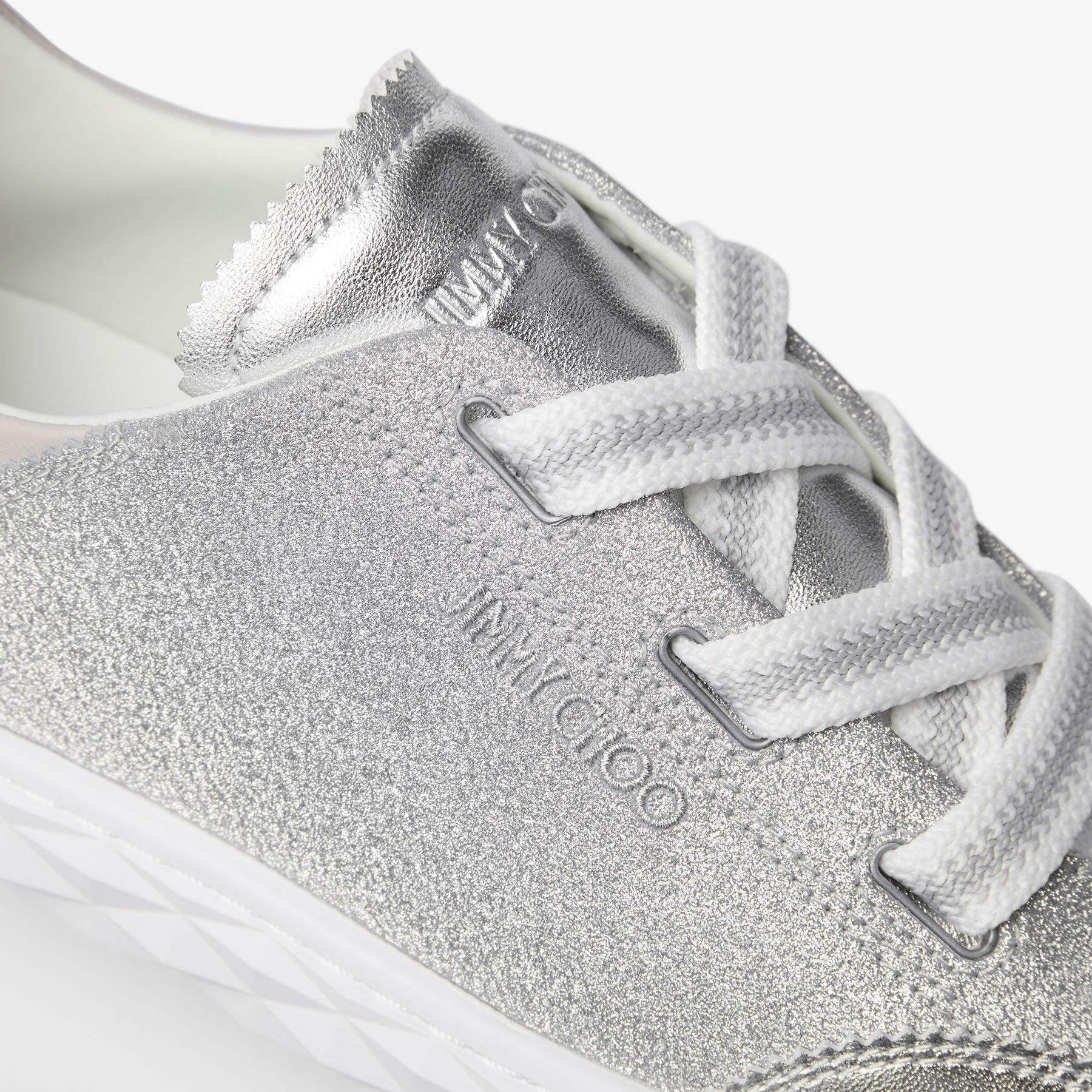 Diamond Light Flex/F | Silver Glitter Leather Trainers | JIMMY CHOO AU