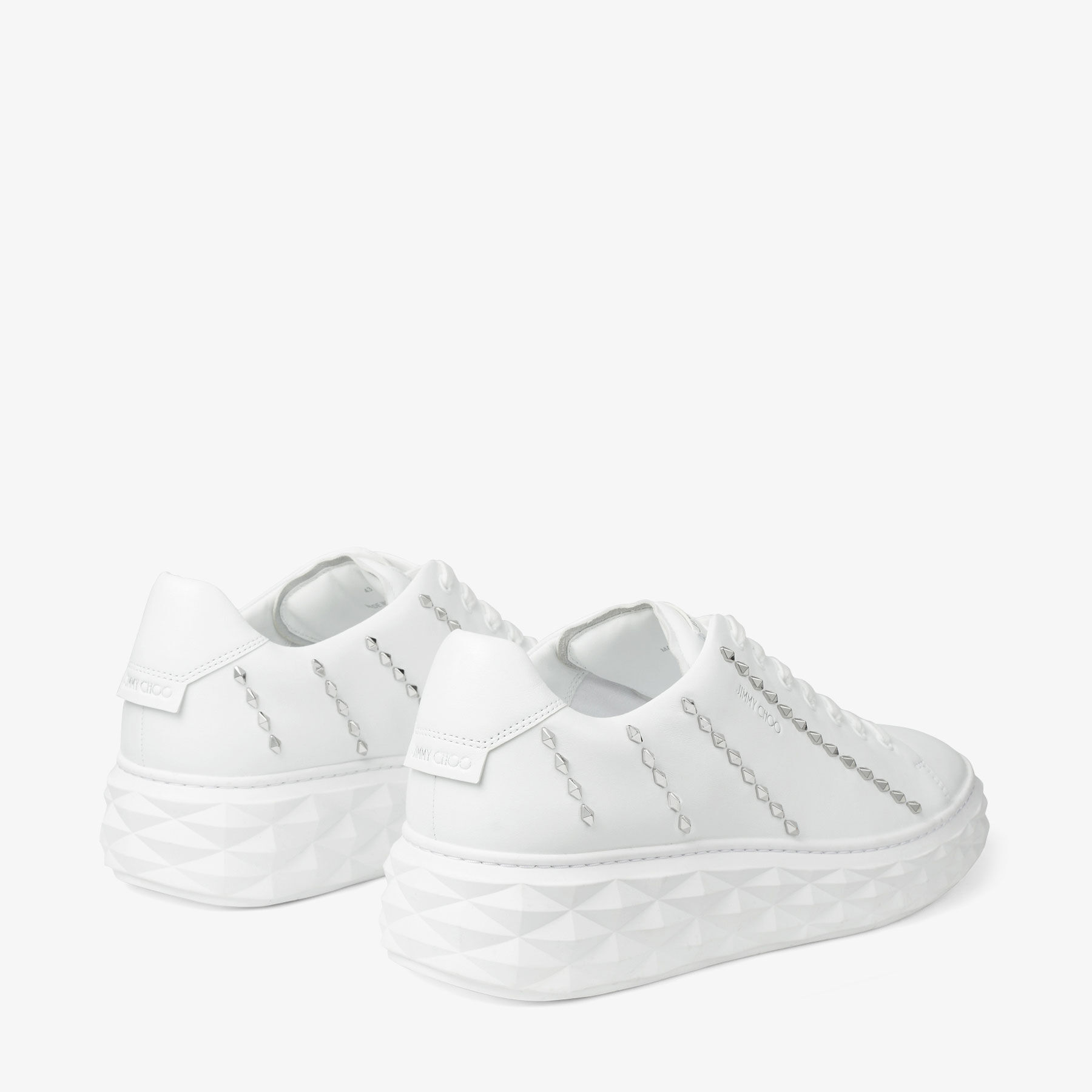 Diamond Light Maxi/M | White Embossed Leather Trainer | JIMMY CHOO