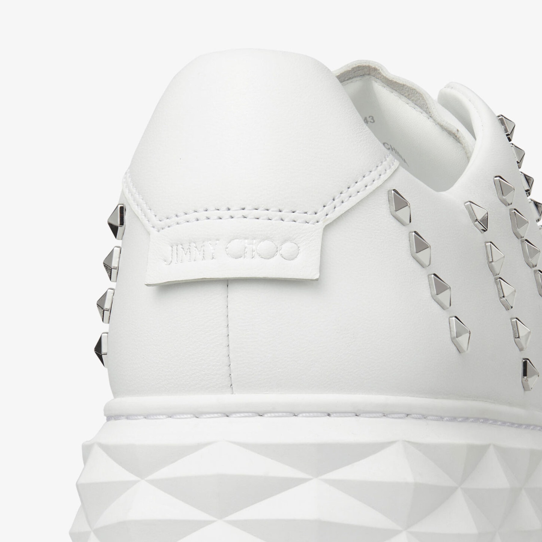 Diamond Light Maxi/M | White Embossed Leather Trainer | JIMMY CHOO