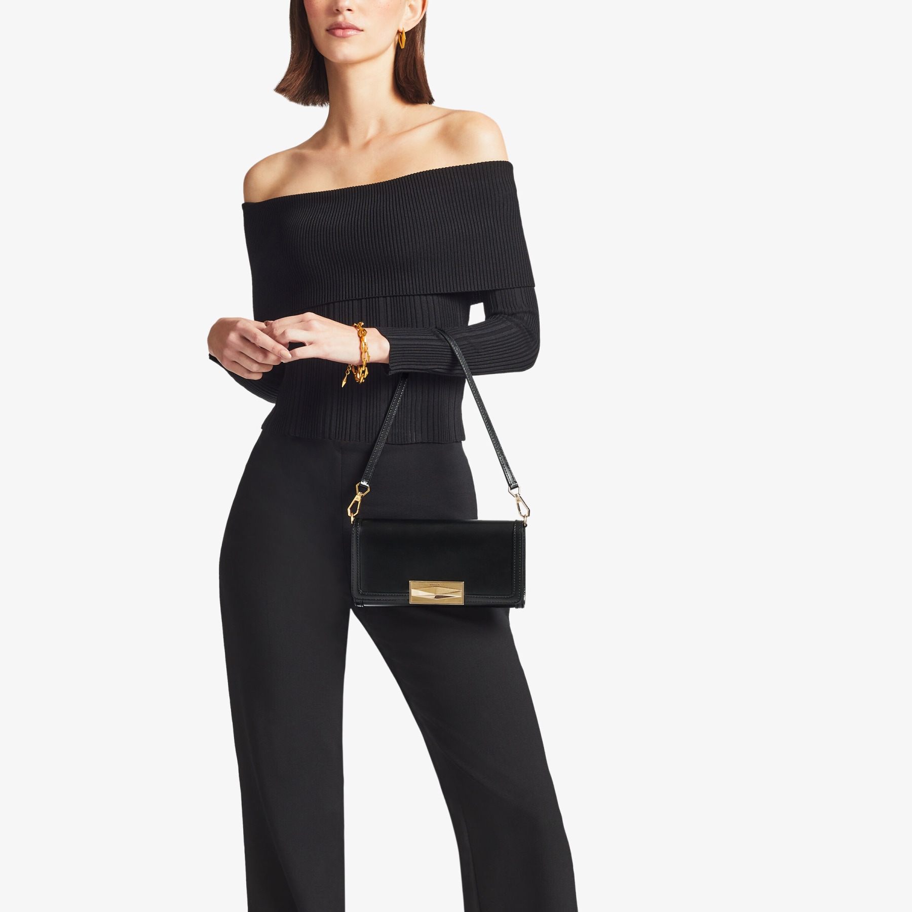 Diamond Mini Shoulder | Black Calf Leather Mini Shoulder Bag | New ...