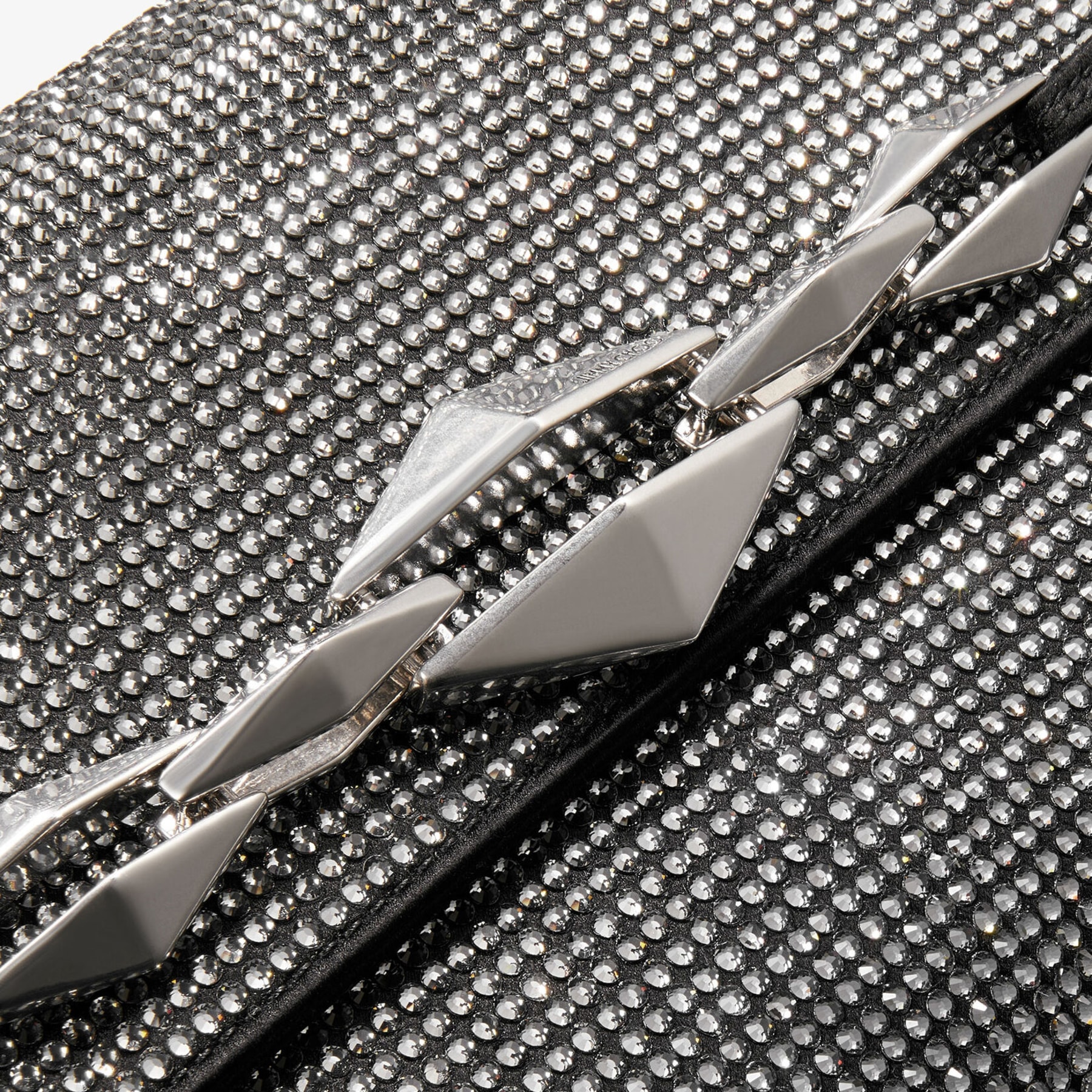 Diamond Shoulder | Black Satin Crystal Bag | JIMMY CHOO