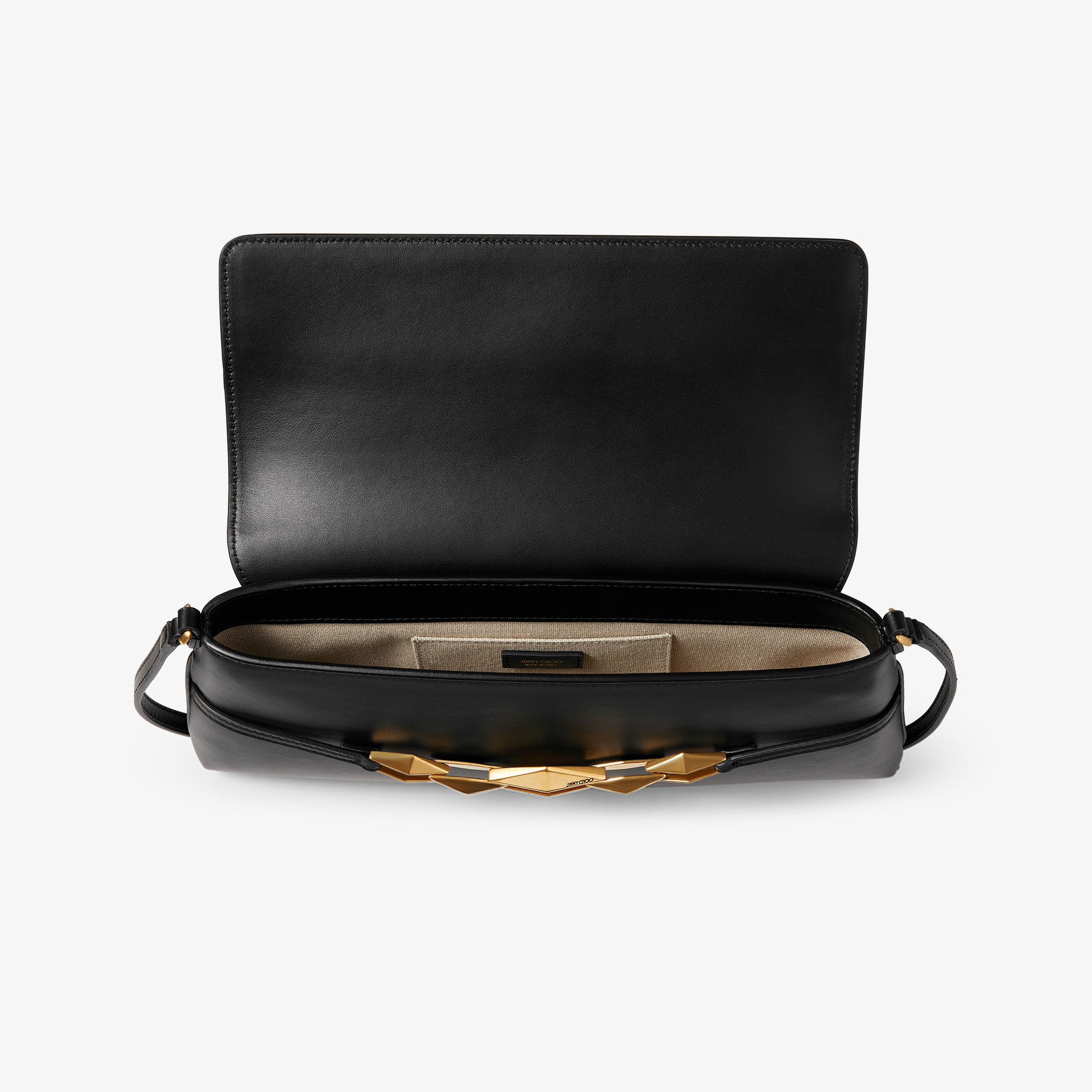 Diamond Shoulder | Black Calf Leather Bag | JIMMY CHOO