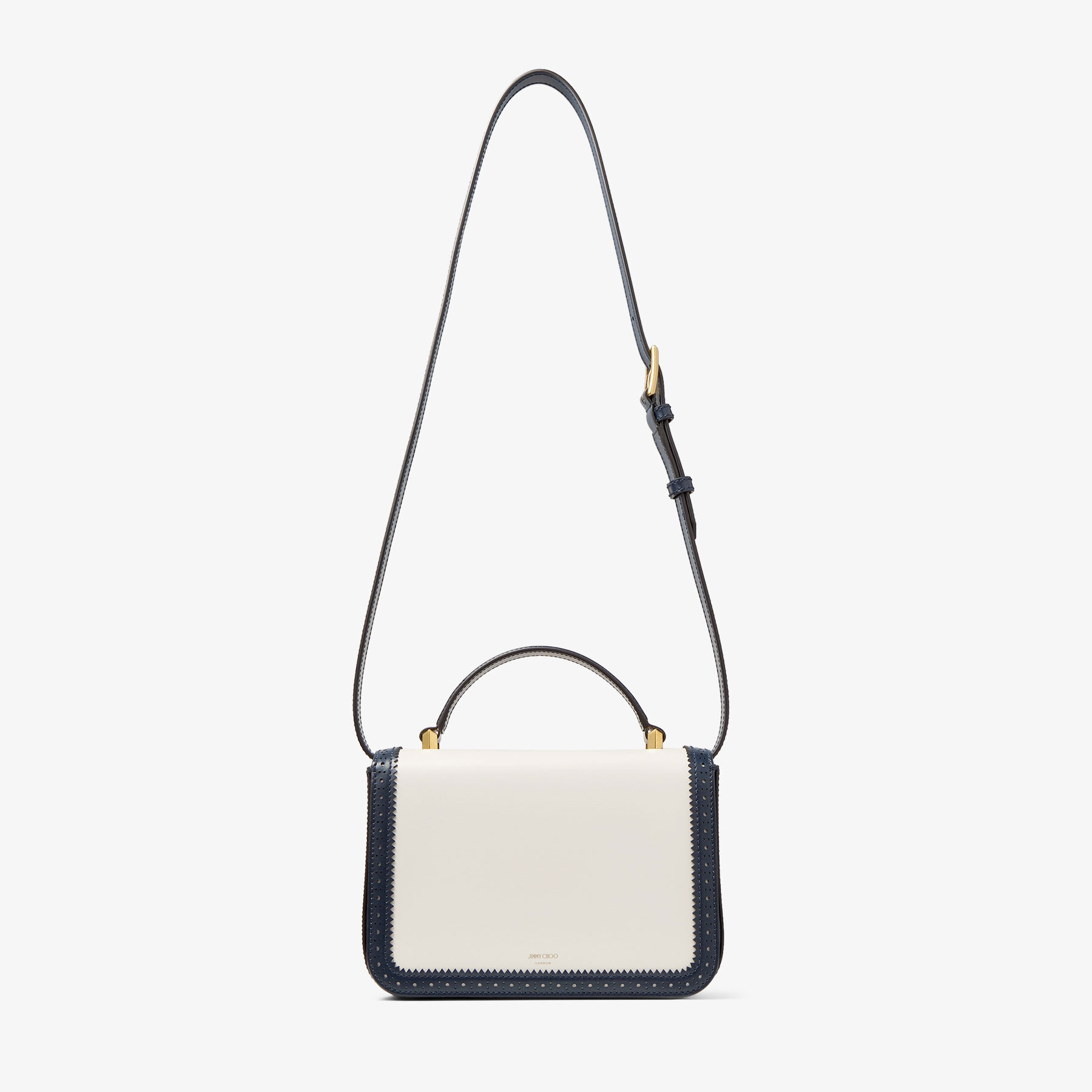 Diamond Top Handle | Navy & Latte Leather Top Handle Bag | JIMMY CHOO