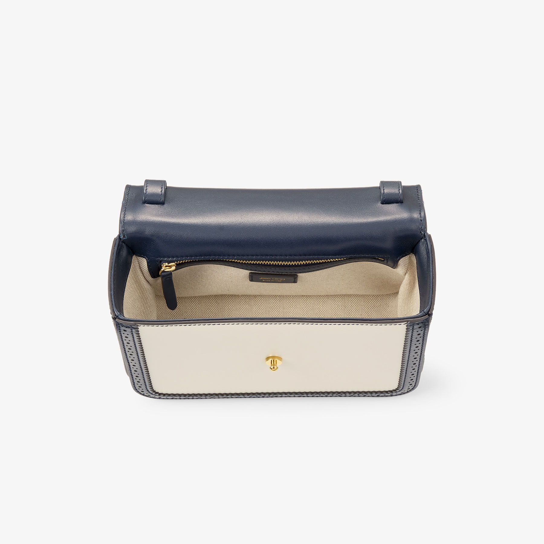 Diamond Top Handle | Navy & Latte Leather Top Handle Bag | JIMMY CHOO