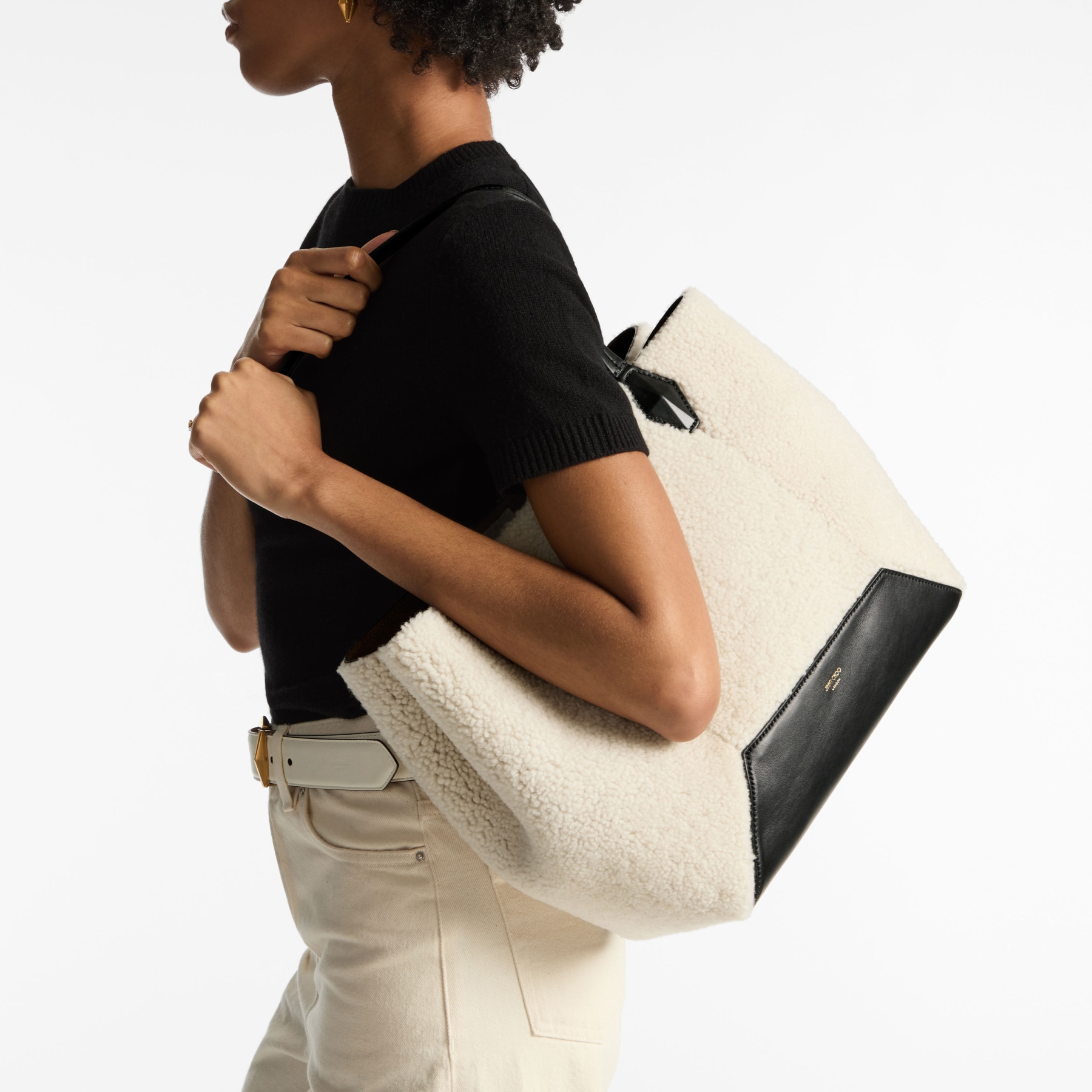 Diamond |Natural Shearling Tote Bag | JIMMY CHOO NZ