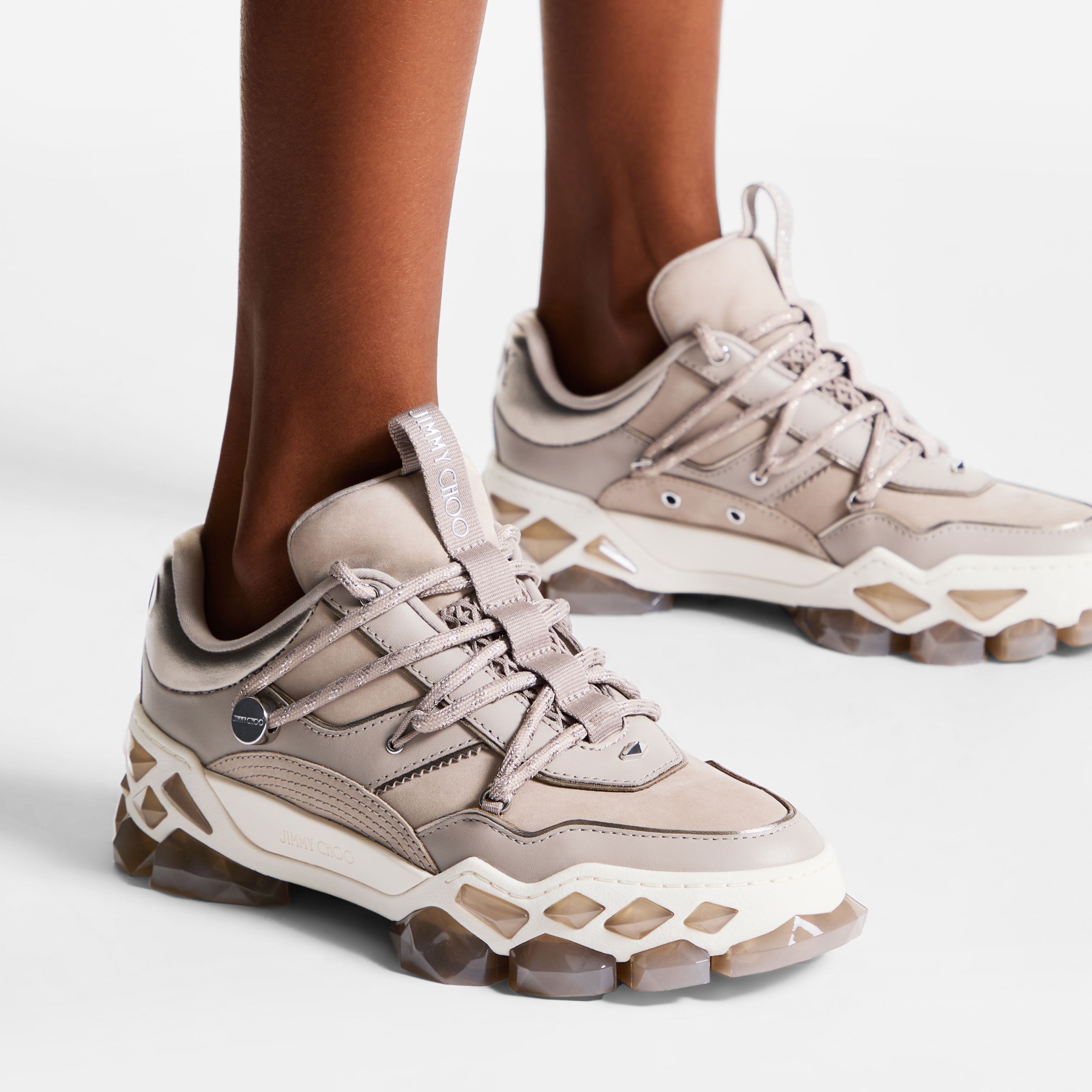 Diamond X II/F | Taupe Leather Trainers | JIMMY CHOO NZ
