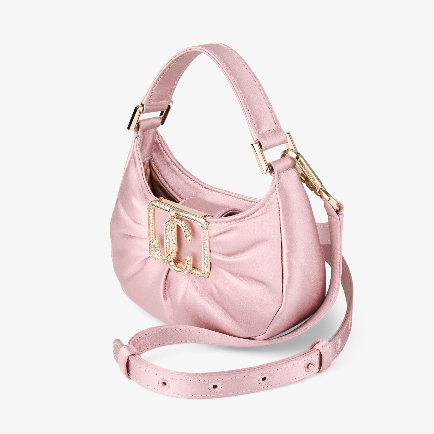 Edie Hobo Mini | 玫瑰色缎面迷你包 | JIMMY CHOO