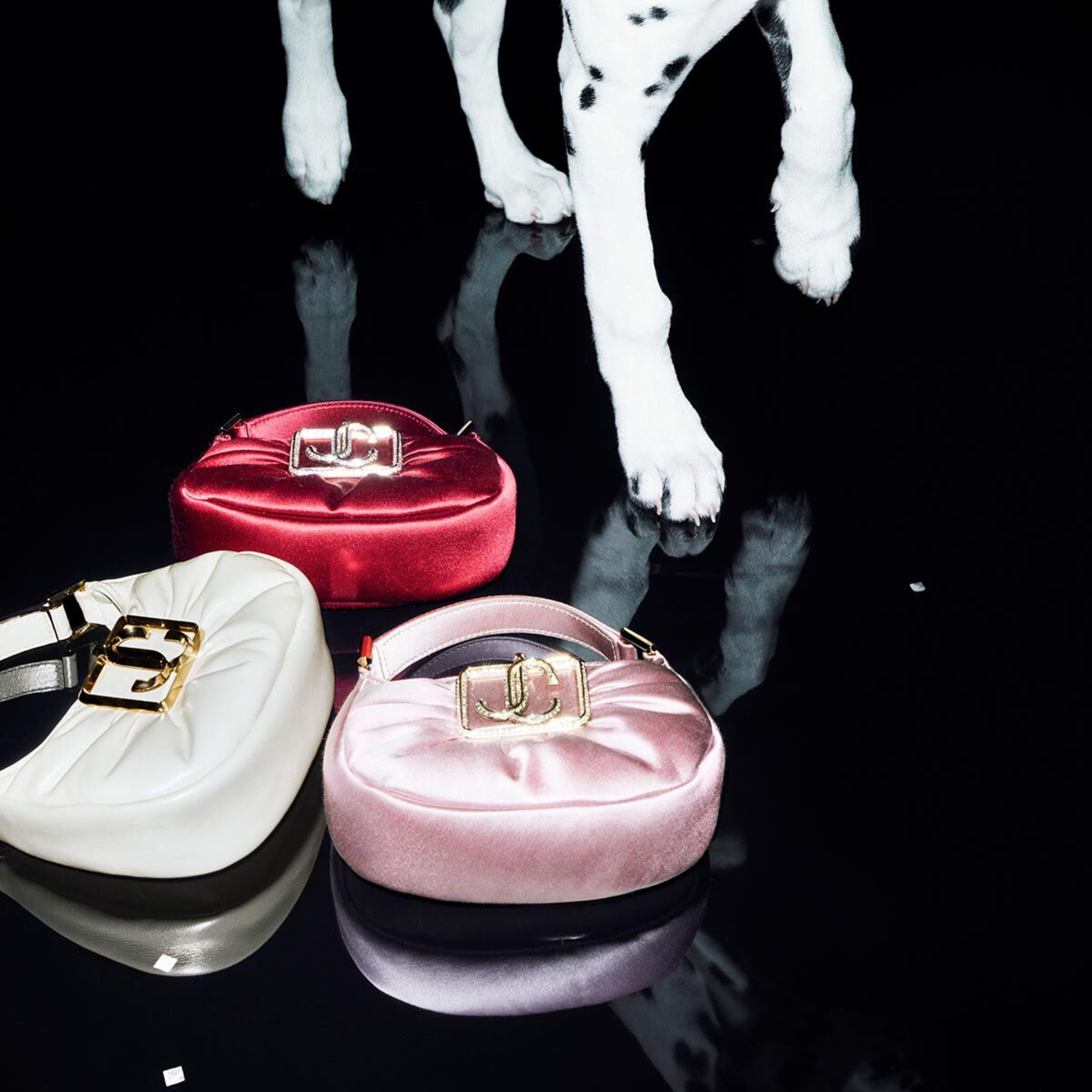 Edie Hobo Mini | 玫瑰色缎面迷你包 | JIMMY CHOO