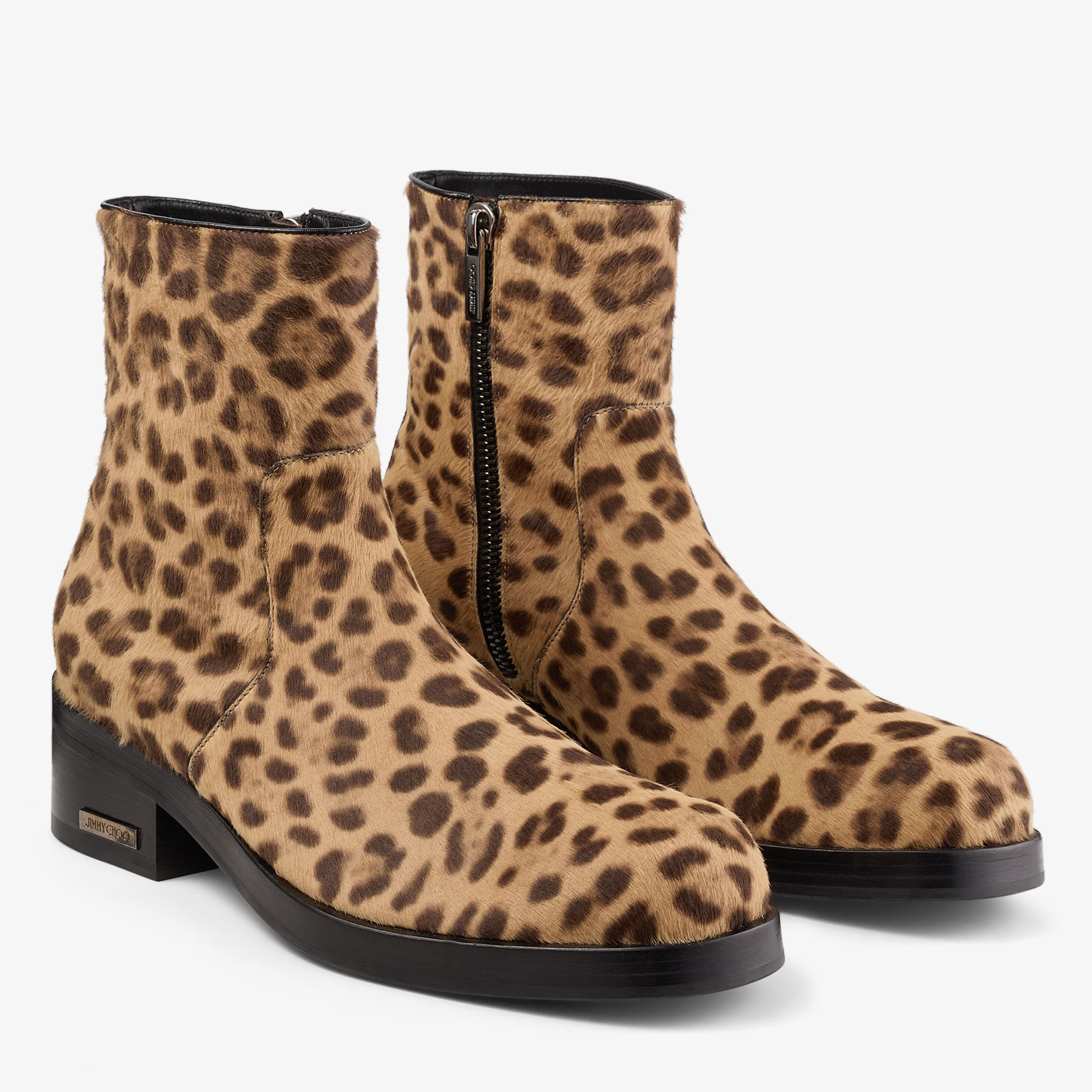 Elias Zip Boot | Natural Leopard Print Pony Zip Boots | JIMMY CHOO