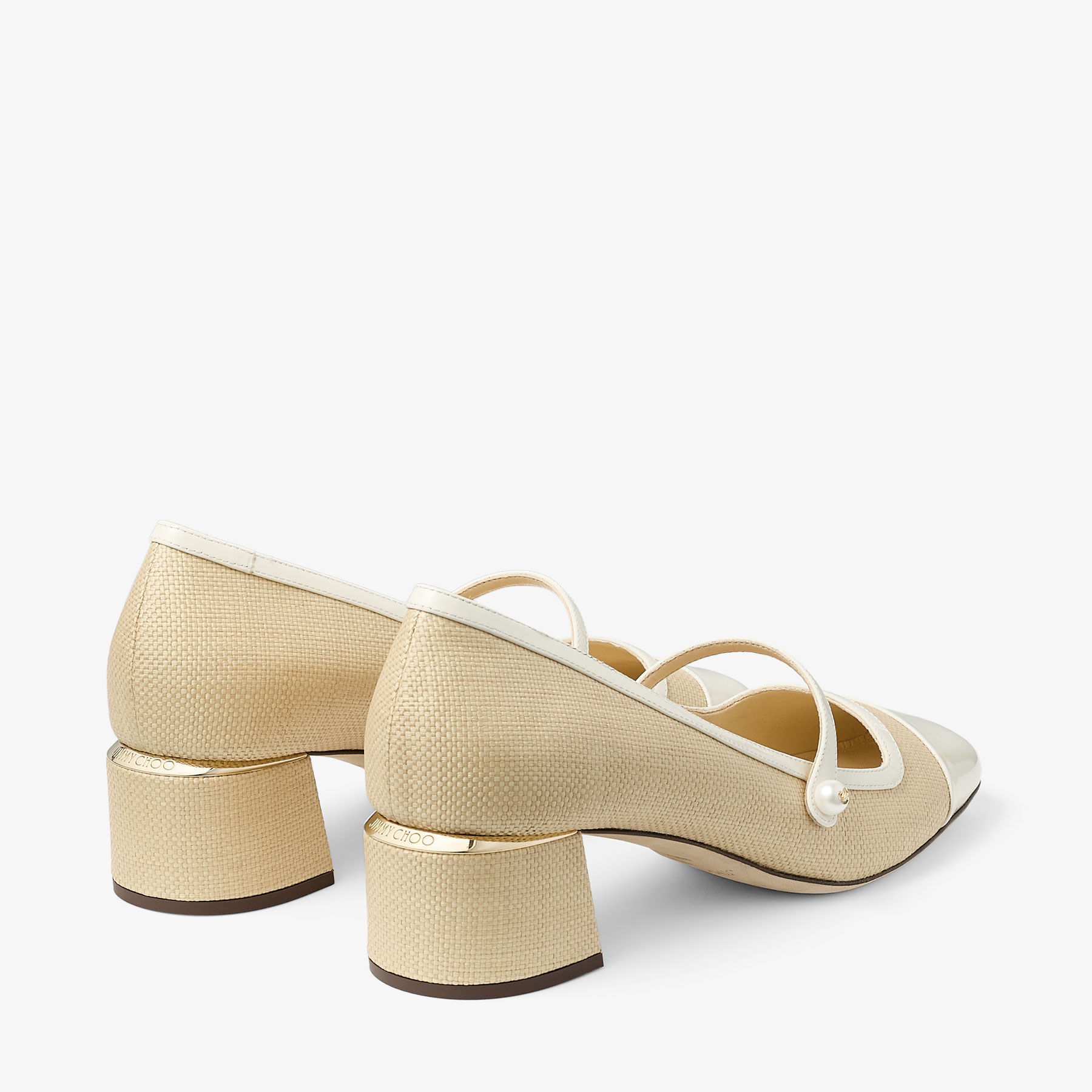 Elisa 45|Latte/Natural Patent Leather Pumps| JIMMY CHOO