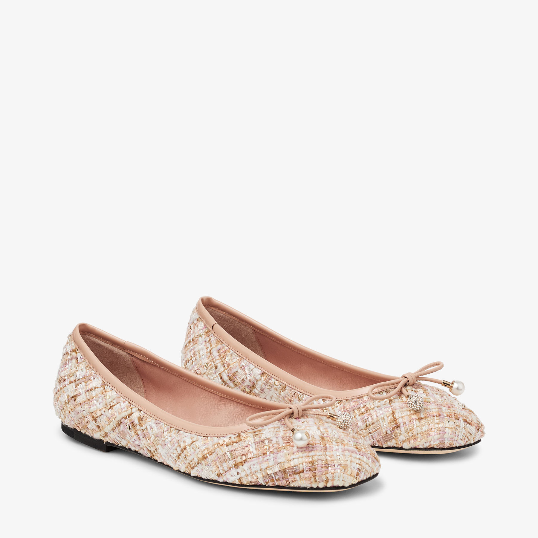 Elme Flats | Rose Metallic Tweed Flats | JIMMY CHOO