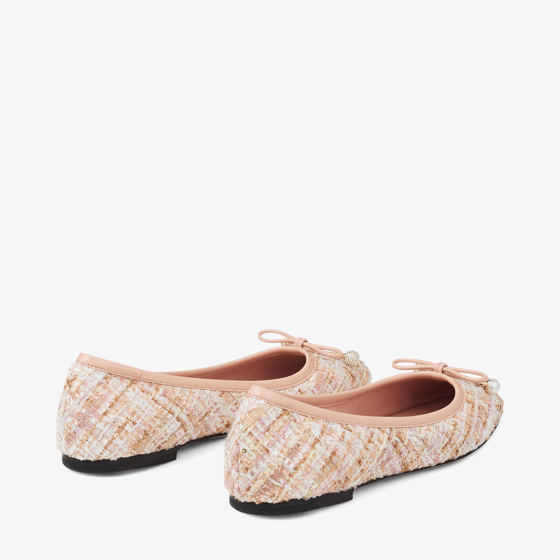 Elme Flats | Rose Metallic Tweed Flats | JIMMY CHOO