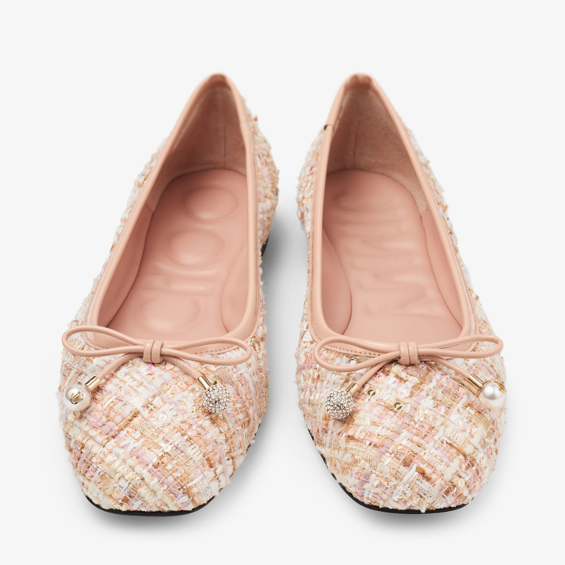 Elme Flats | Rose Metallic Tweed Flats | JIMMY CHOO