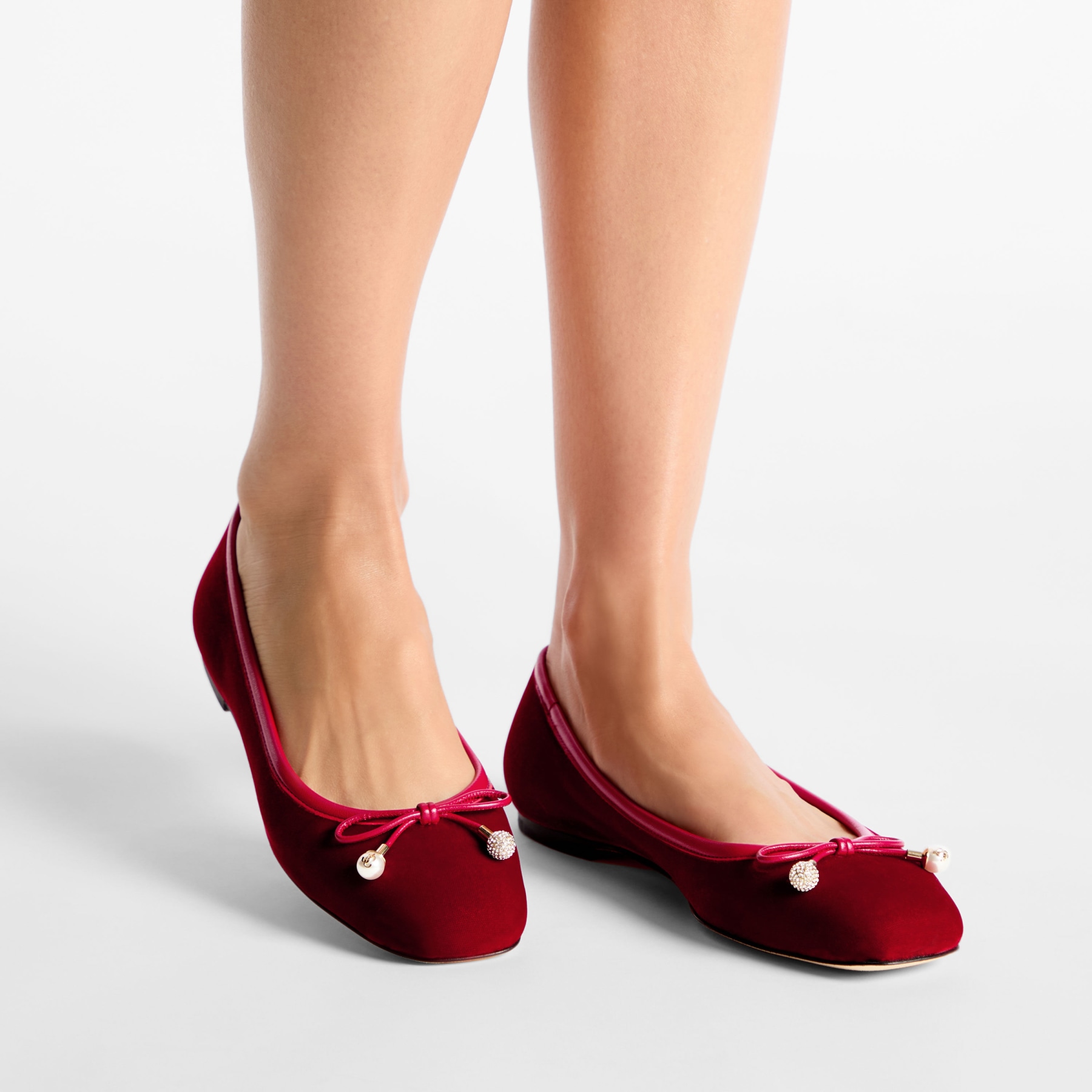 Elme Flat | Ruby Red Velvet Flats | JIMMY CHOO