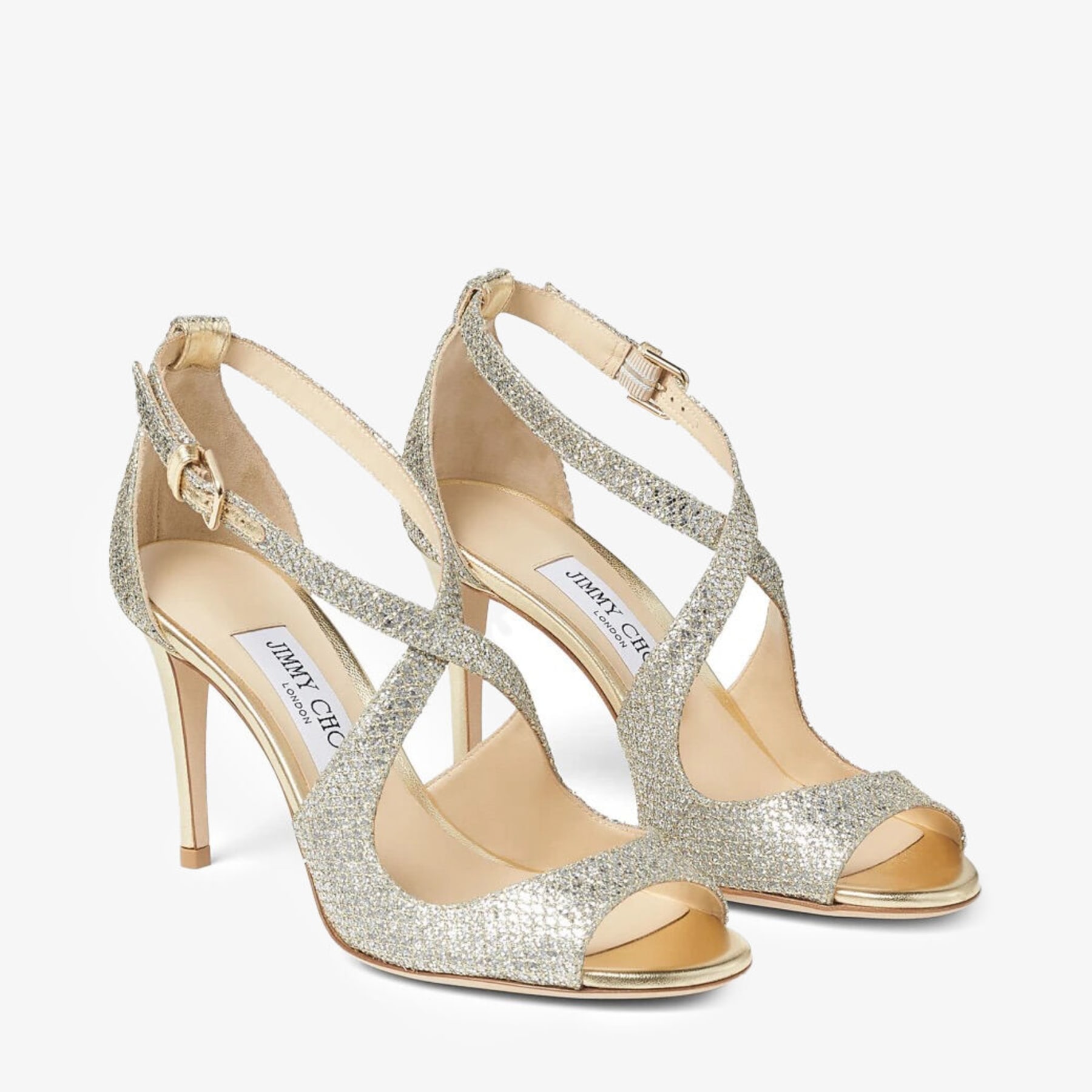 Gold Glitter Fabric Sandals | EMILY 85 | Women's Collection | JIMMY CHOO