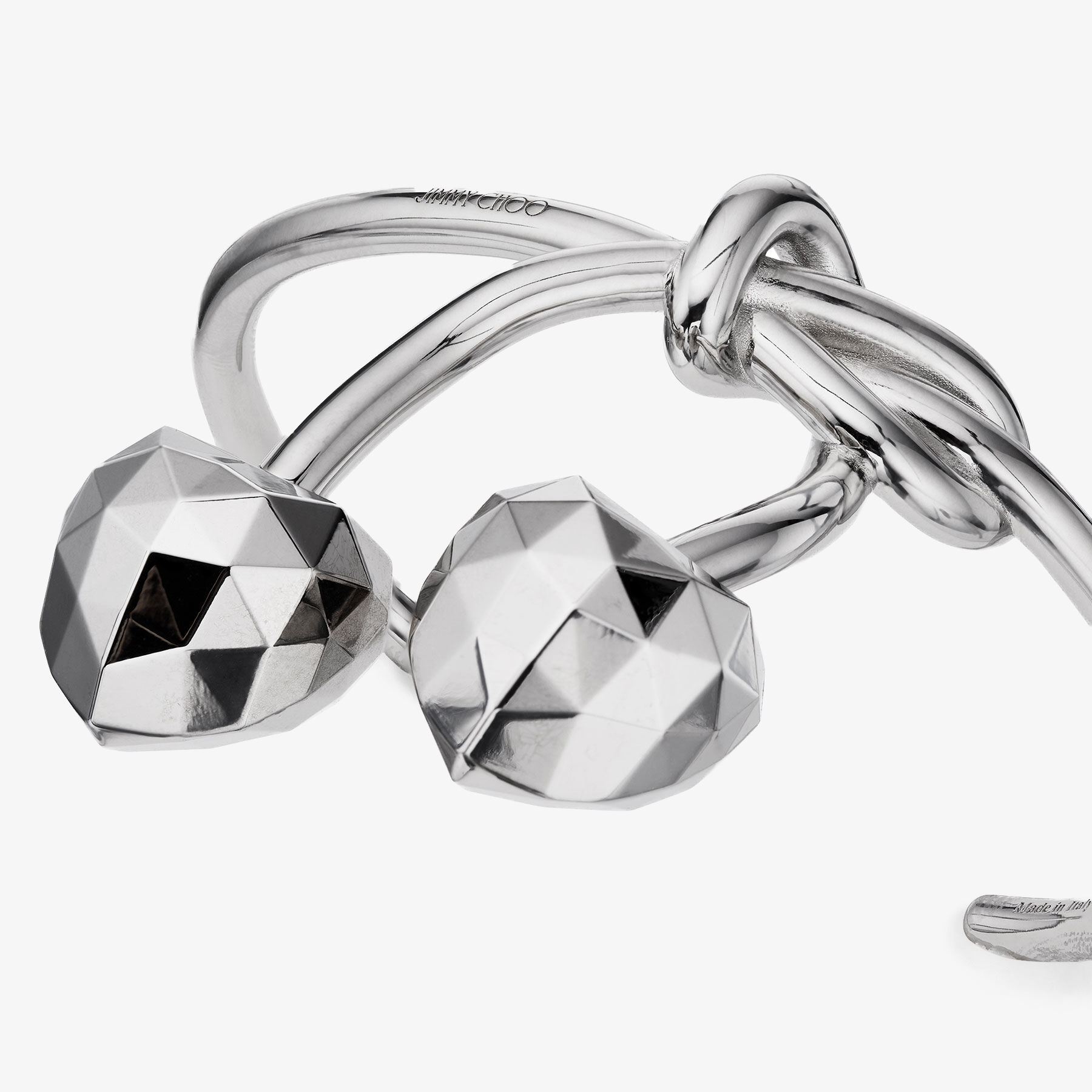 Faceted Heart Cuff | Silver Finish Bracelet | JIMMY CHOO