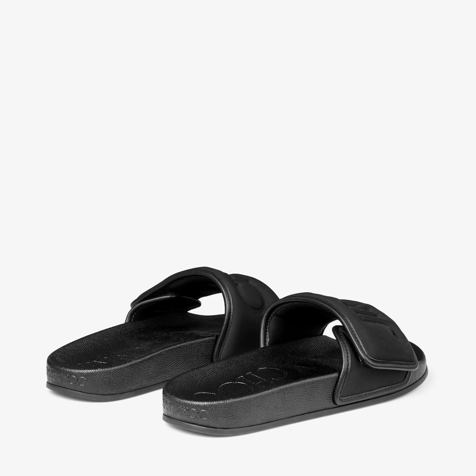 Fitz/F | Black Puffed Logo Lycra Slides | JIMMY CHOO
