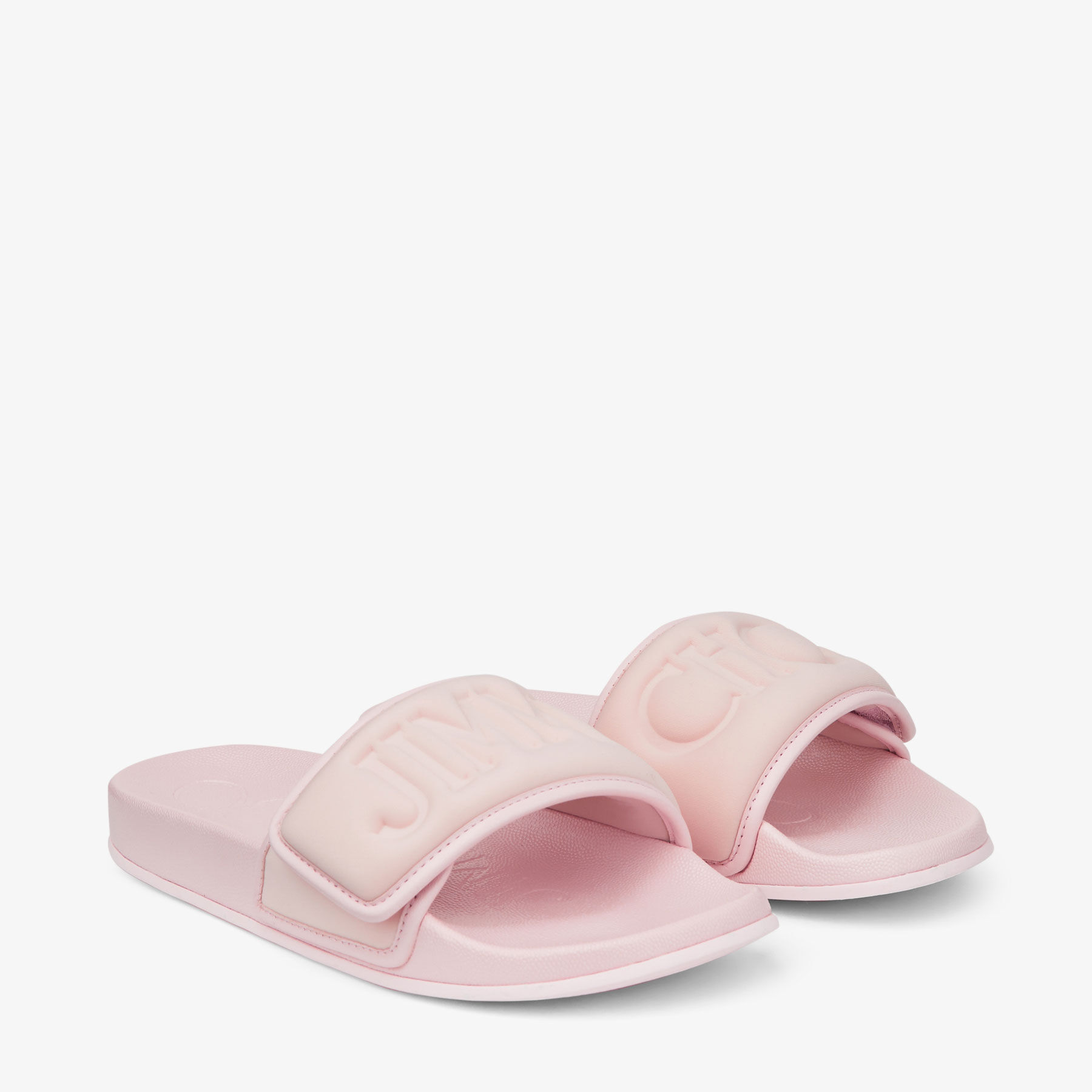 Fitz/F | Powder Pink Puffed Logo Lycra Slides | JIMMY CHOO