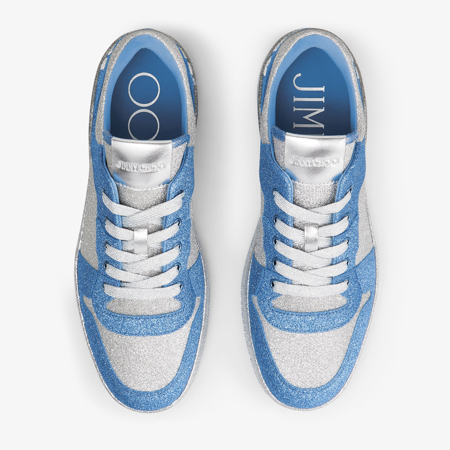 Florent/M | Ruby Red & Silver Glitter Fabric Trainers | JIMMY CHOO AU