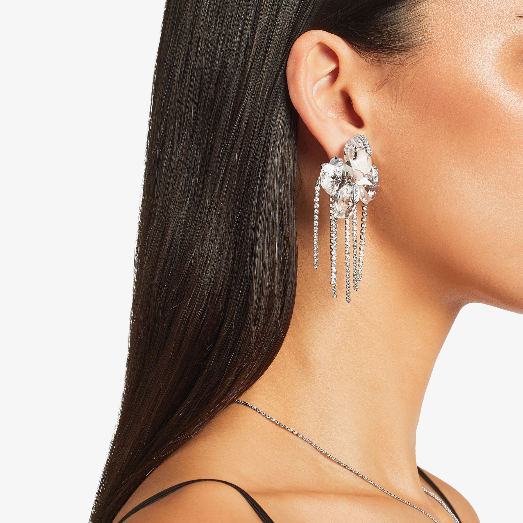 Heart Drop Earring | Boucles d'oreilles longues argentées avec cœur ...