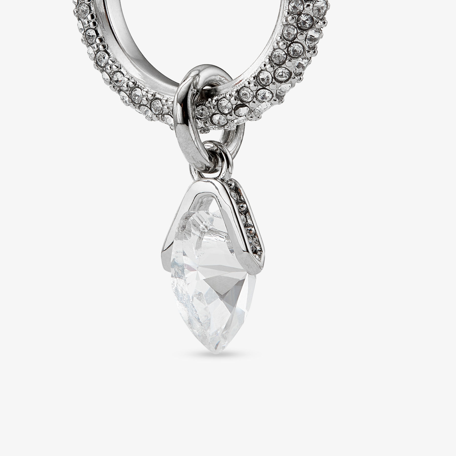 Heart Hoops | Silver-Finish Heart Hoop Earrings with Crystals | JIMMY CHOO