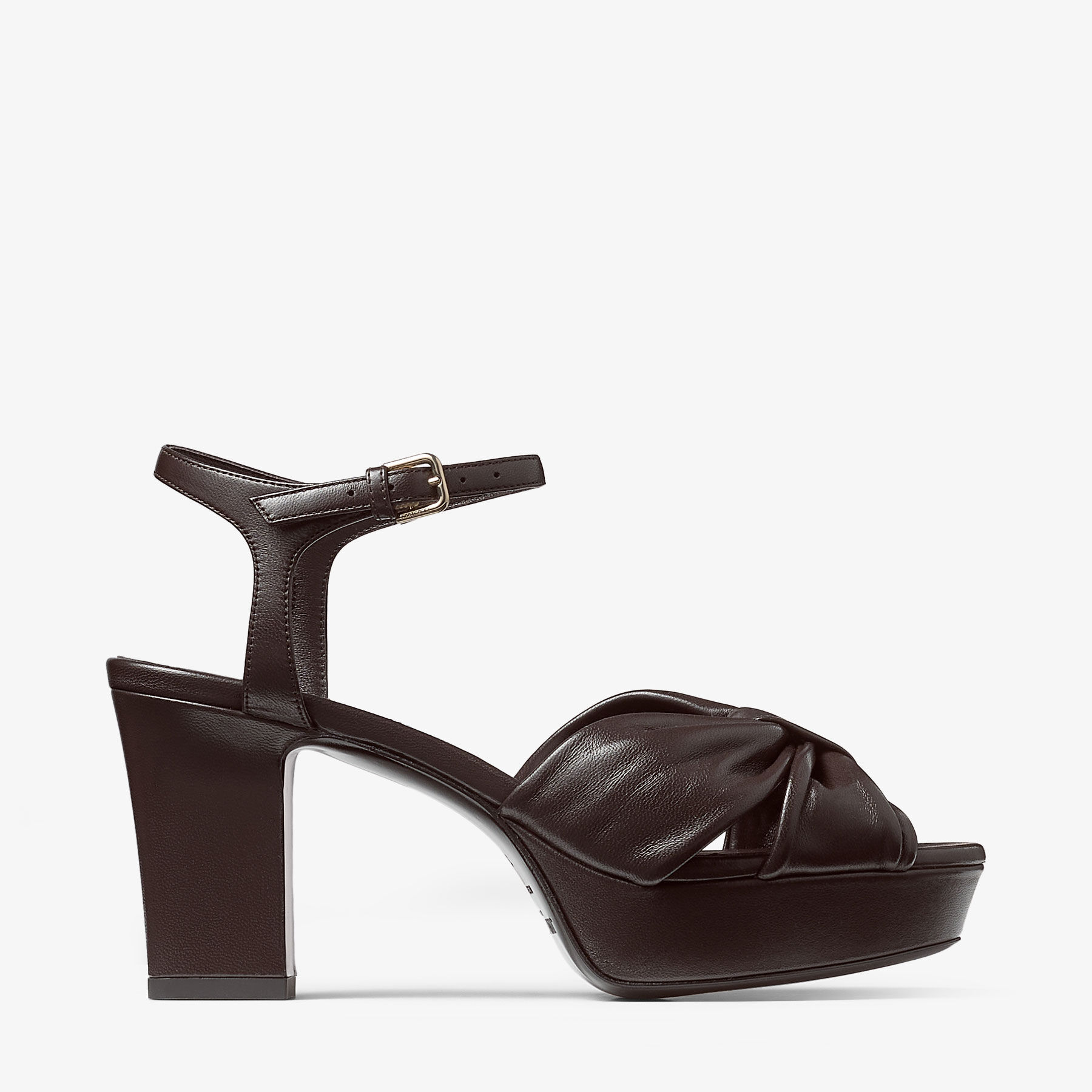 Heloise 80 | Coffee Nappa Leather Platform Sandals | JIMMY CHOO