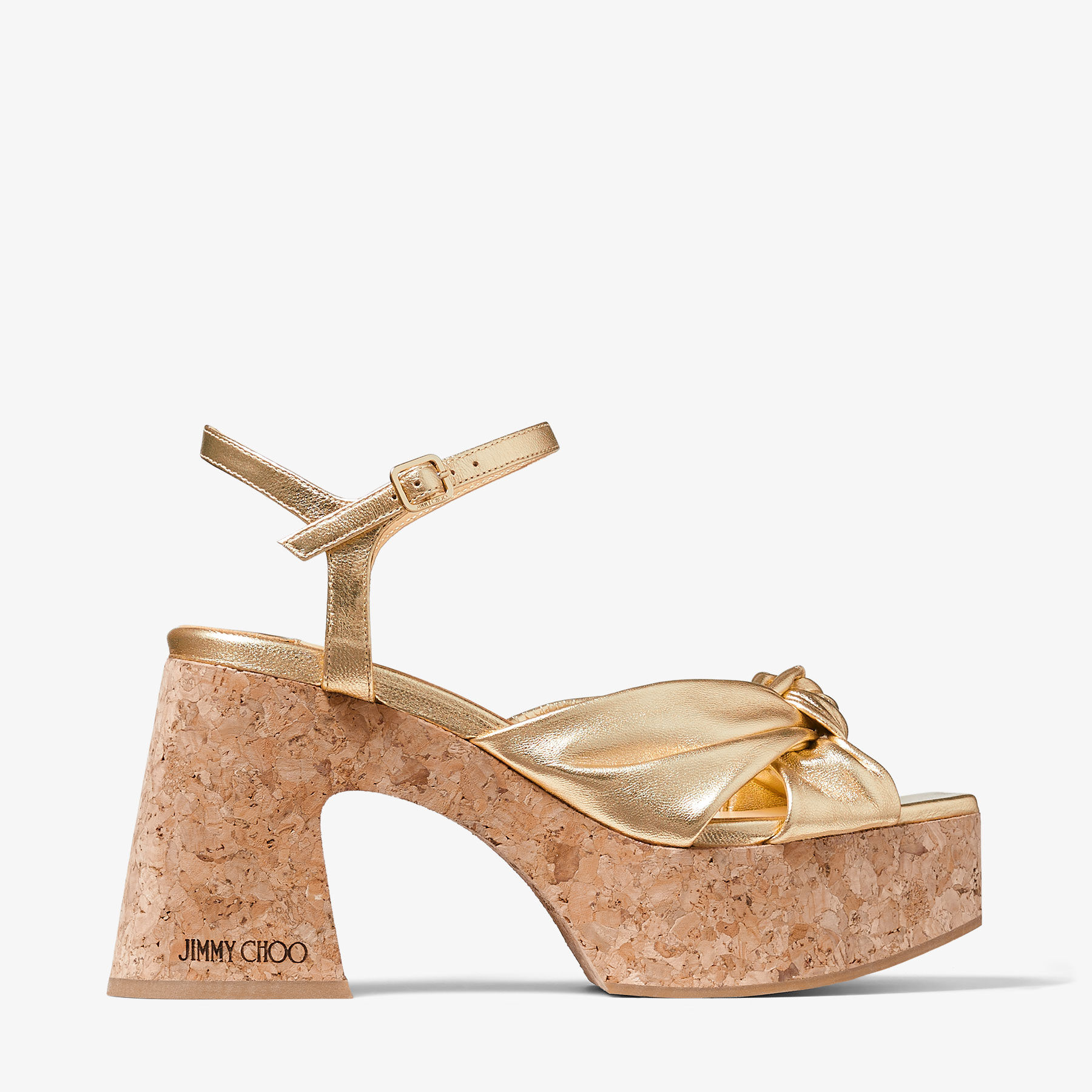Heloise Wedge 95|Gold Nappa Leather Wedge| JIMMY CHOO NZ