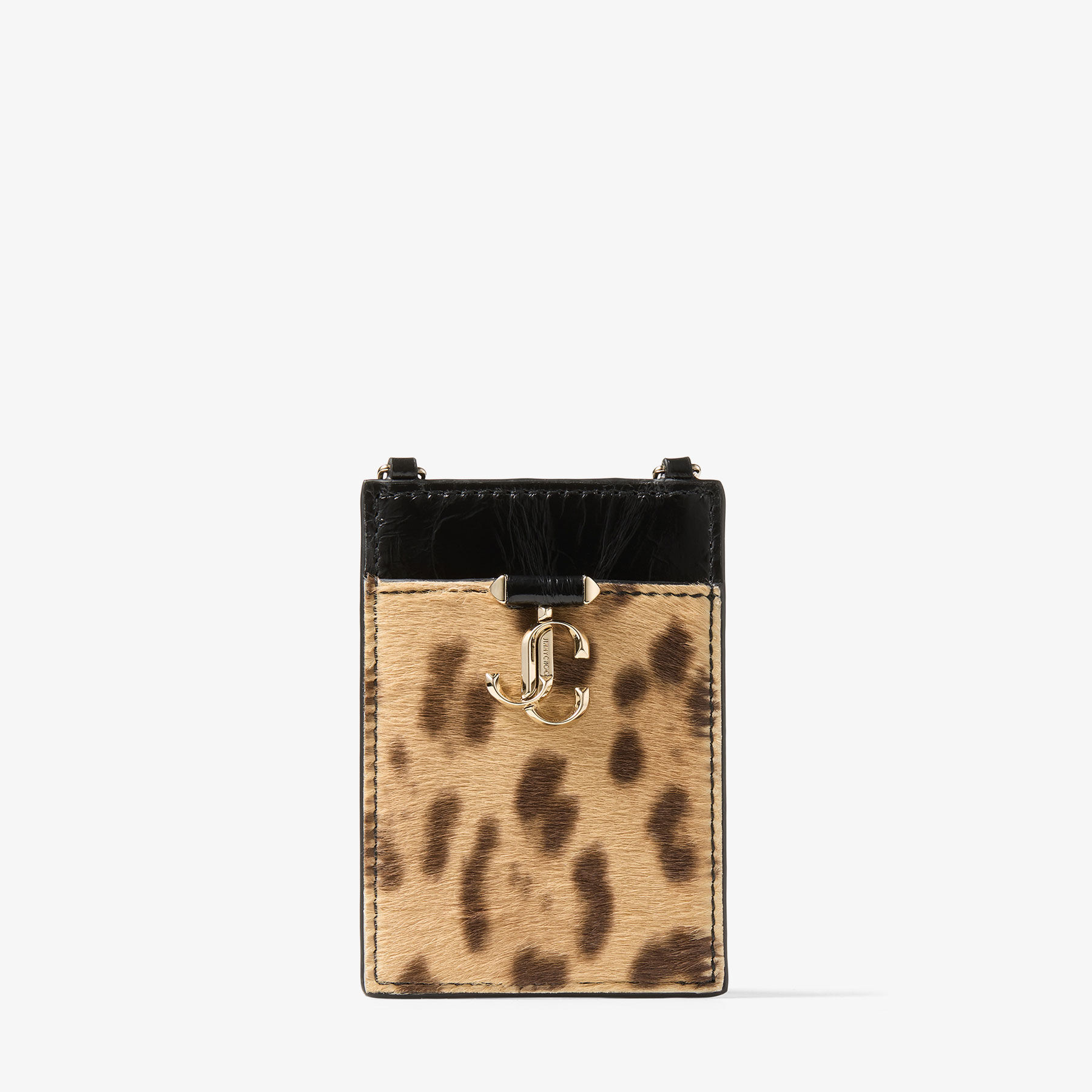 ID Holder W/Chain | Natural Leopard Print Pony ID Holder | JIMMY CHOO AU