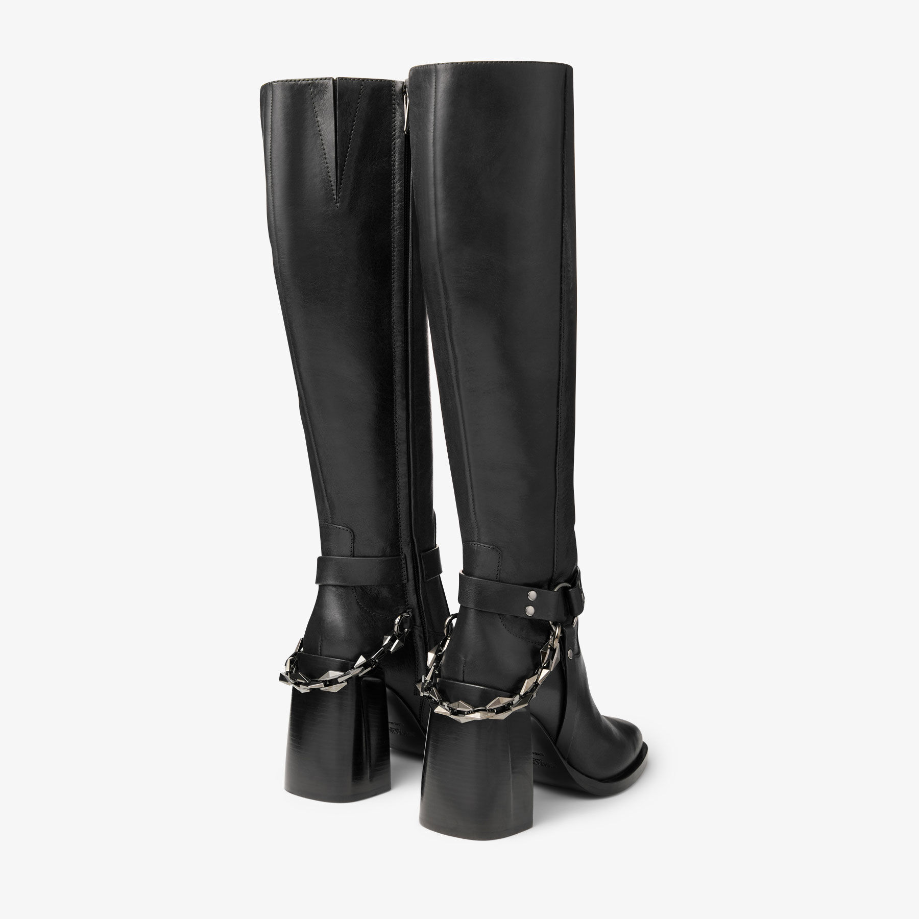 Isabelle KB 95 | Black Leather Knee-High Boots | JIMMY CHOO AU