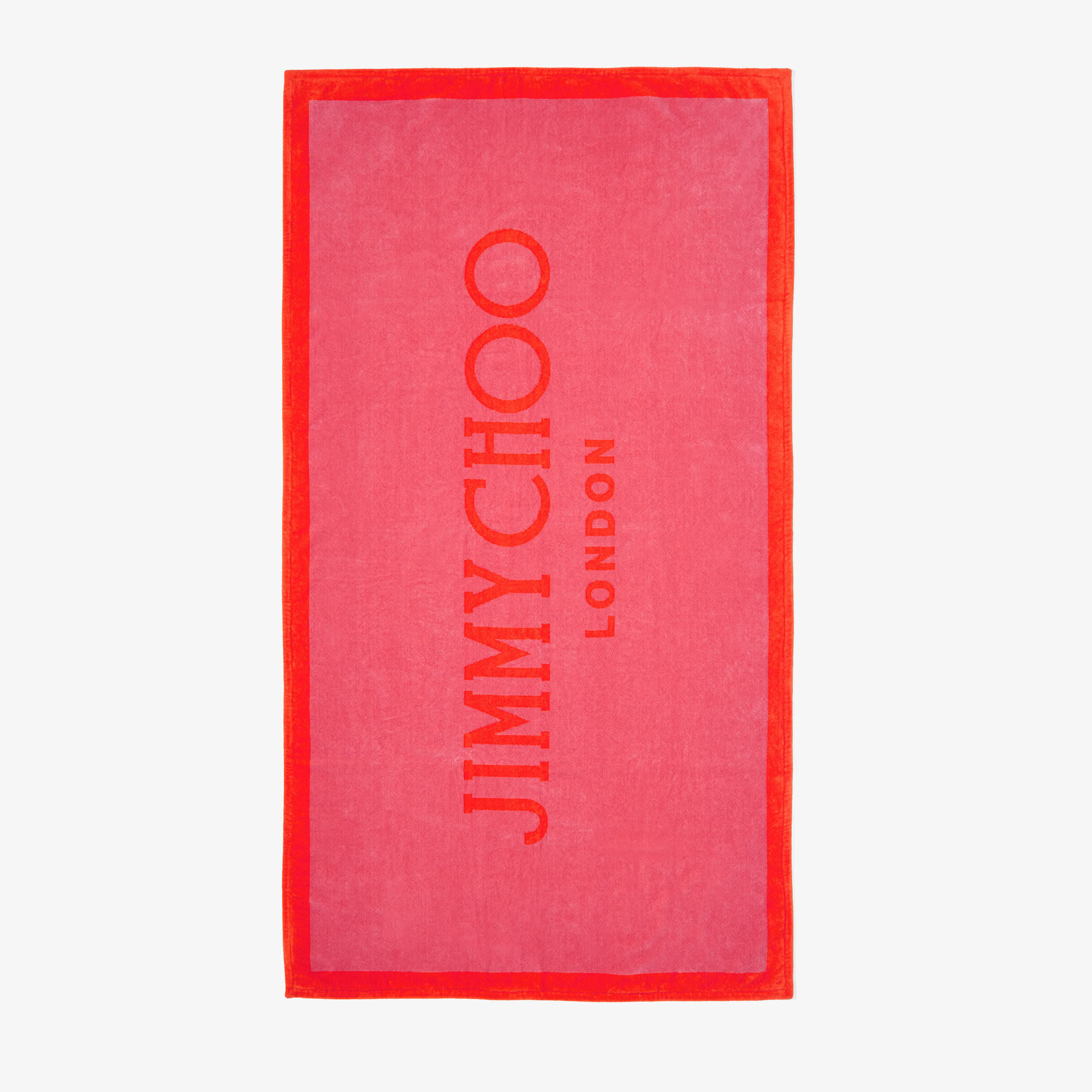 JC Beach Towel | Paprika/Candy Pink Cotton Beach Towel | JIMMY CHOO