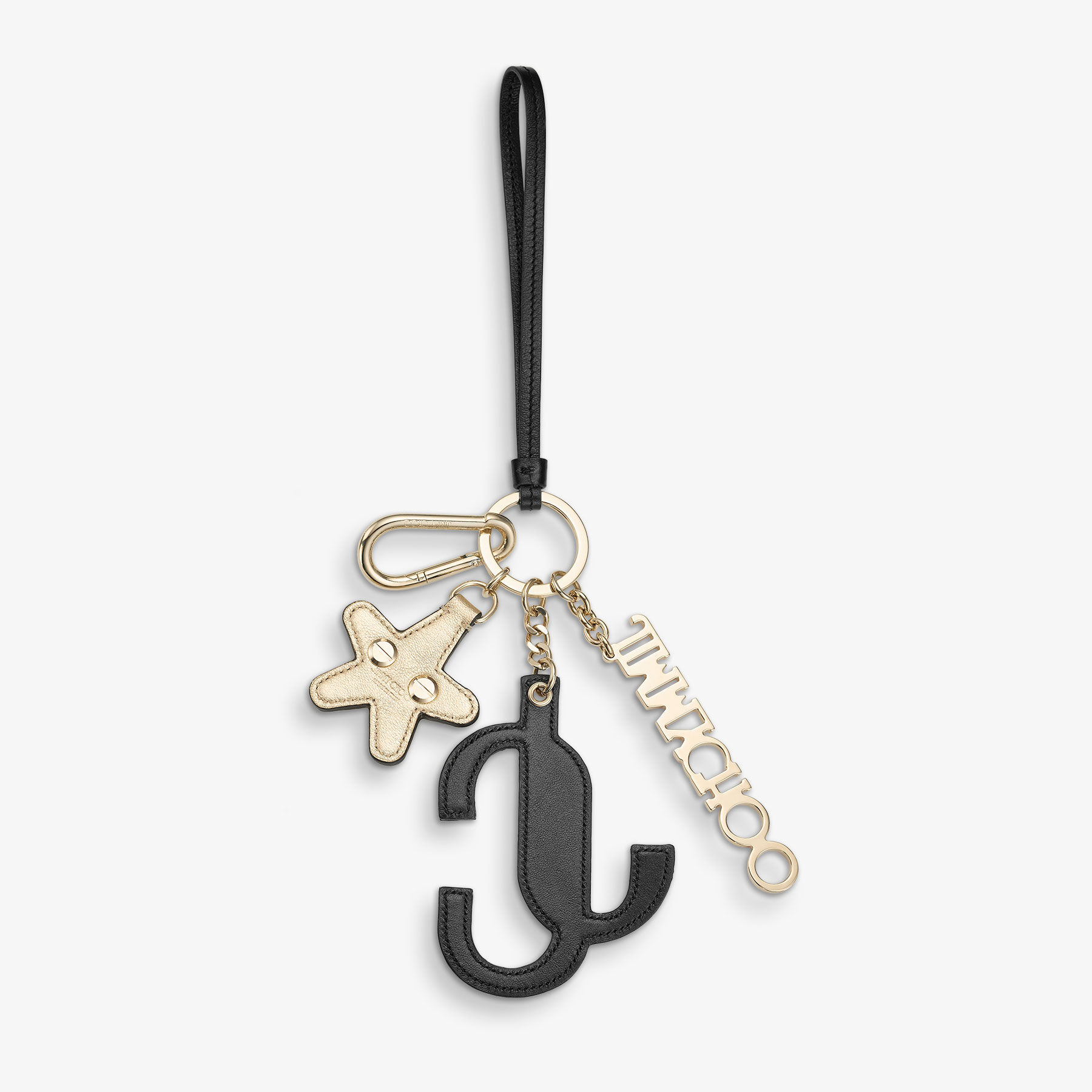 Black & Orange Calf Leather Star Logo | Bag Charm | JIMMY CHOO