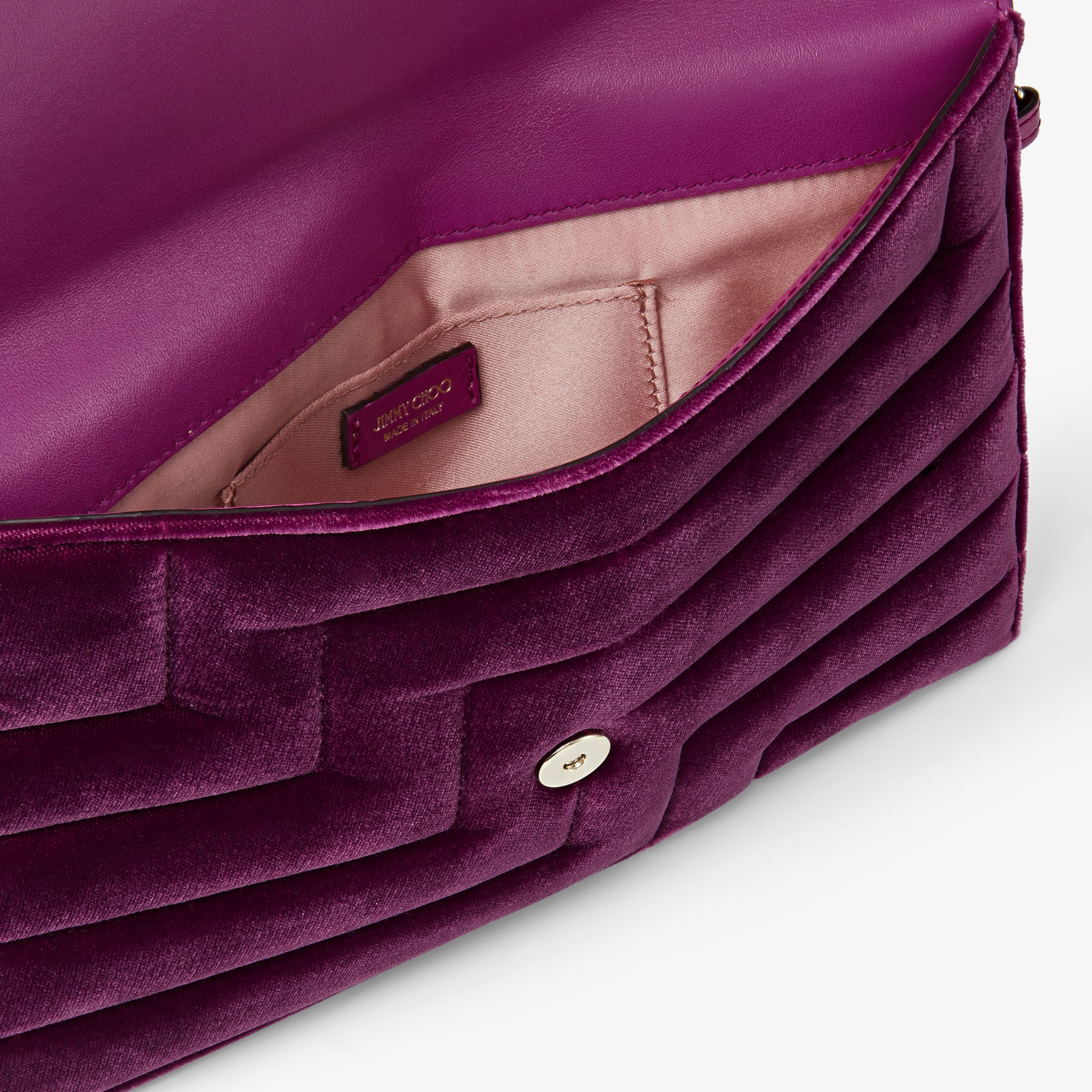 JC SQUARE ENVELOPE | 博伊森莓紫红色 Avenue 丝绒荷包 | 新品系列 | JIMMY CHOO