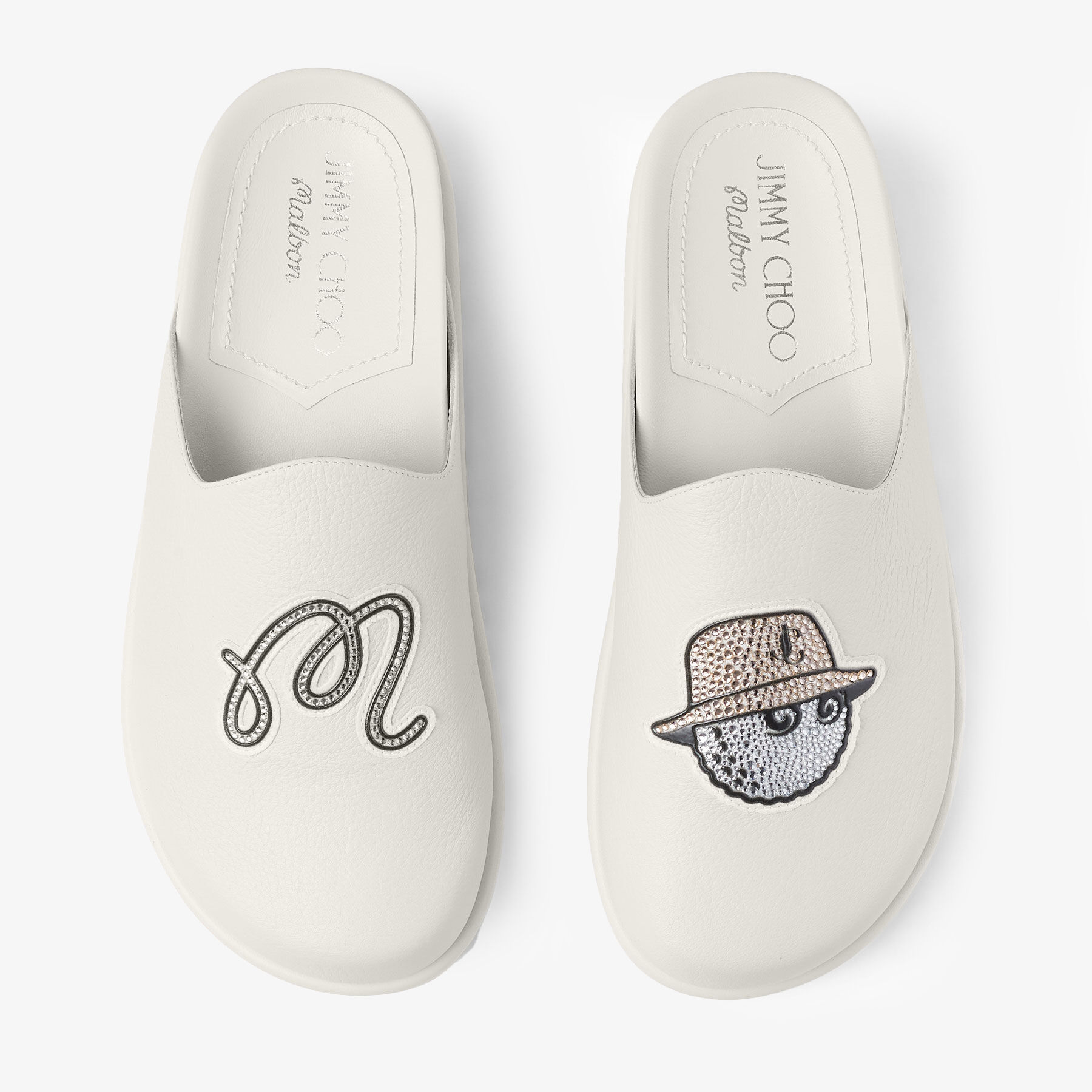 Jimmy Choo / Malbon Mule/F | Latte Crystal-embellished Leather Mules ...