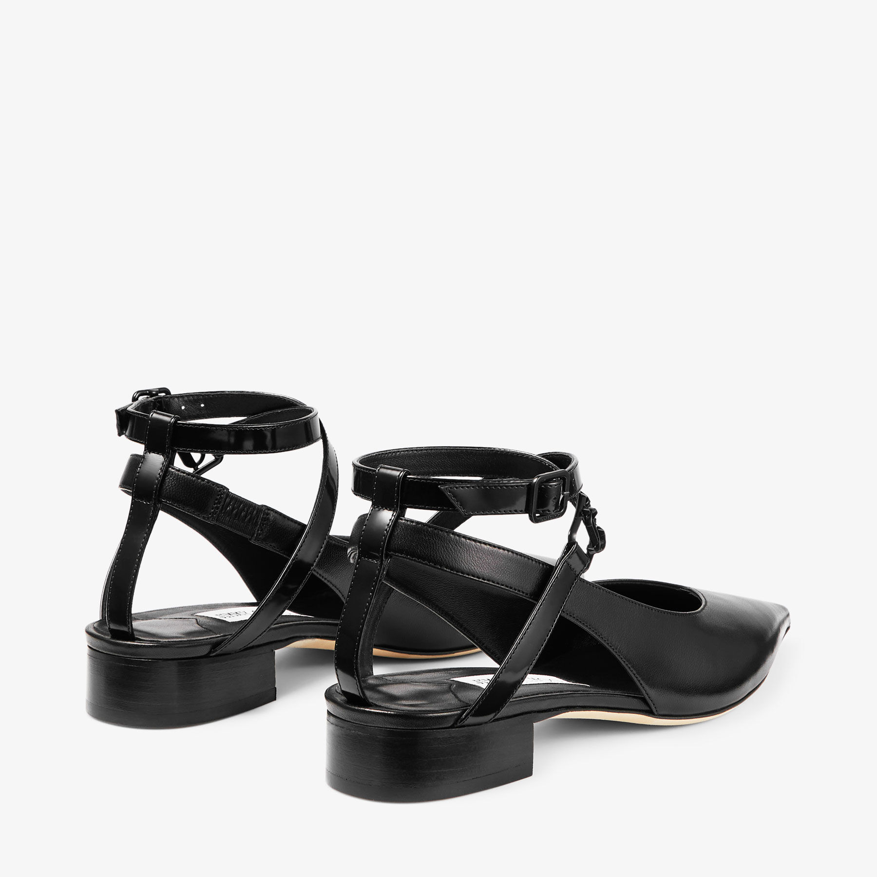 Jemima | Black Leather Flats | JIMMY CHOO