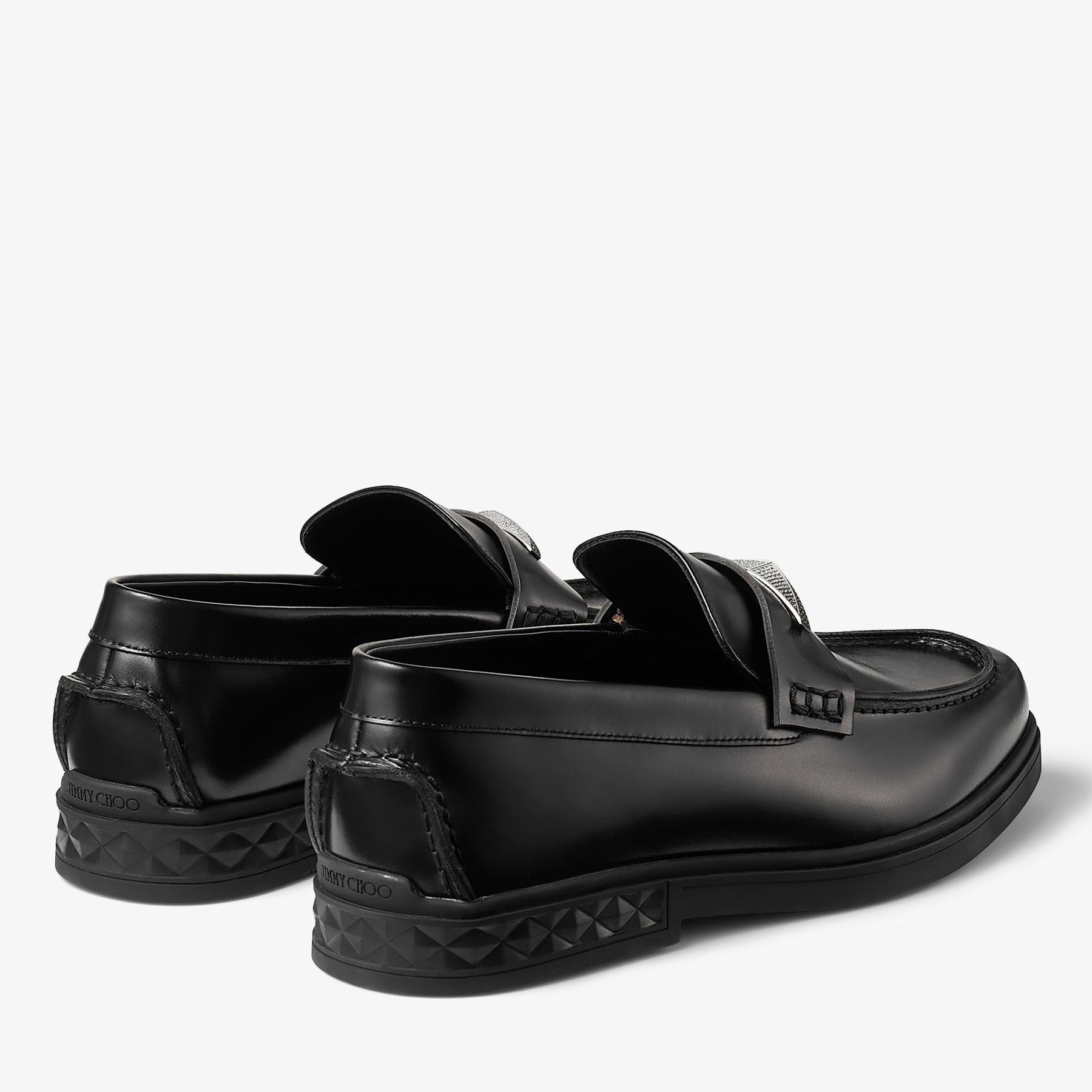 Josh Driver | Mocasines tipo driver en piel de color negro con pavé ...