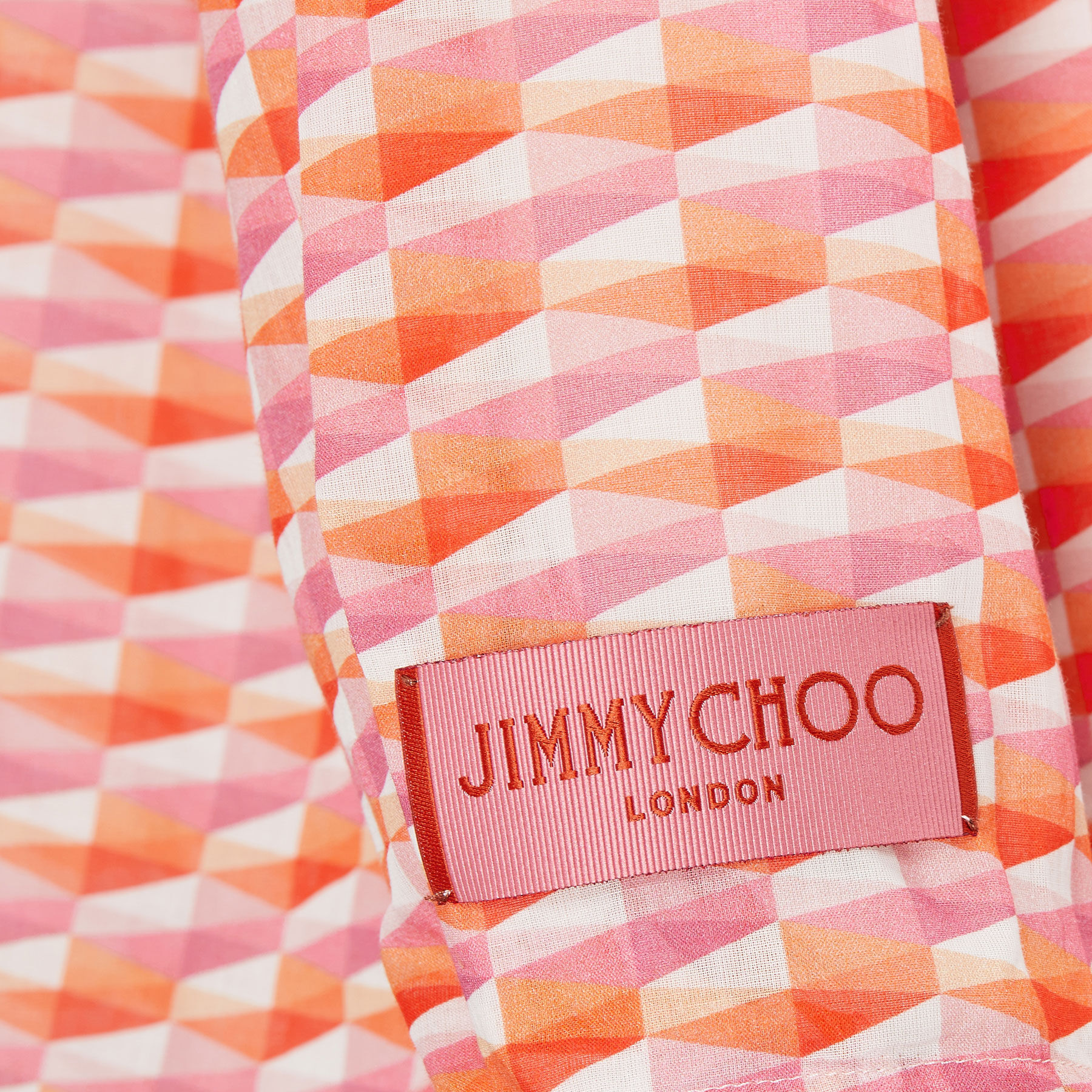 Lona | Paprika/Candy Pink Diamond Print Cotton Shirt | JIMMY CHOO AU