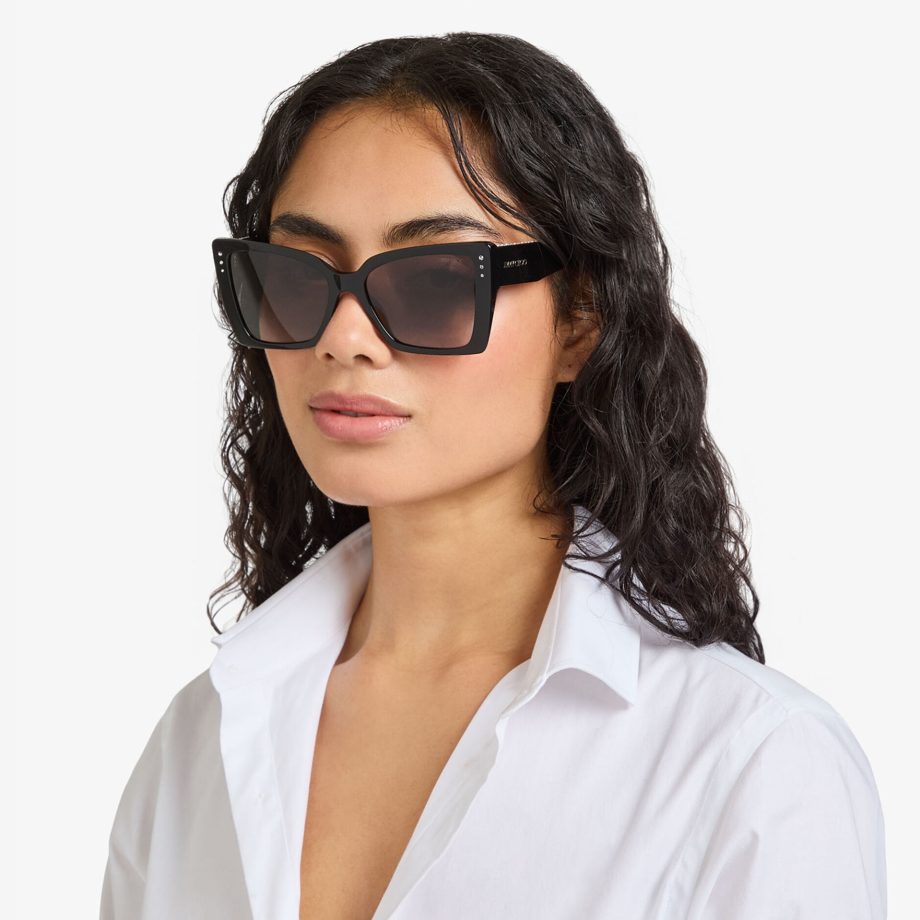 Lorea | Black Butterfly Frame Sunglasses | JIMMY CHOO