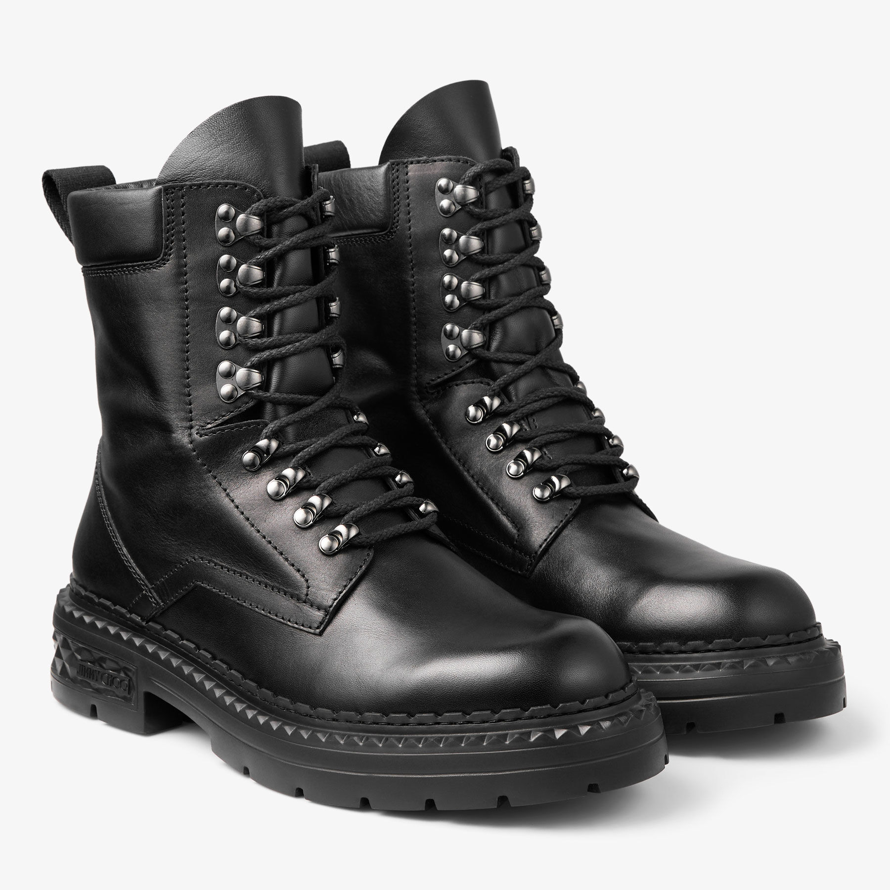 Marlow Combat Boot | Black Calf Leather Boot | JIMMY CHOO