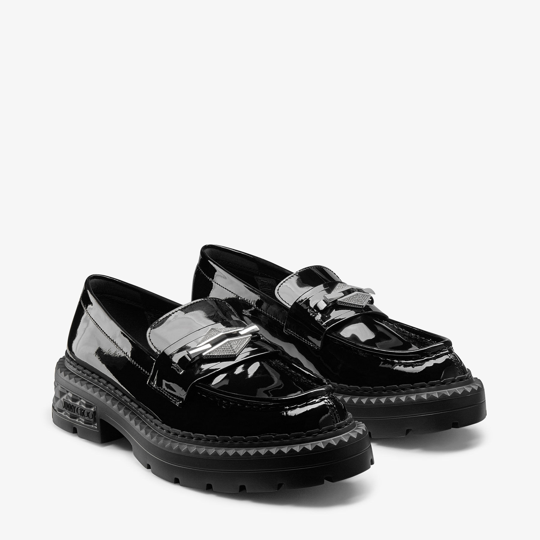 Marlow Diamond/F | Black Patent Leather Flats | JIMMY CHOO