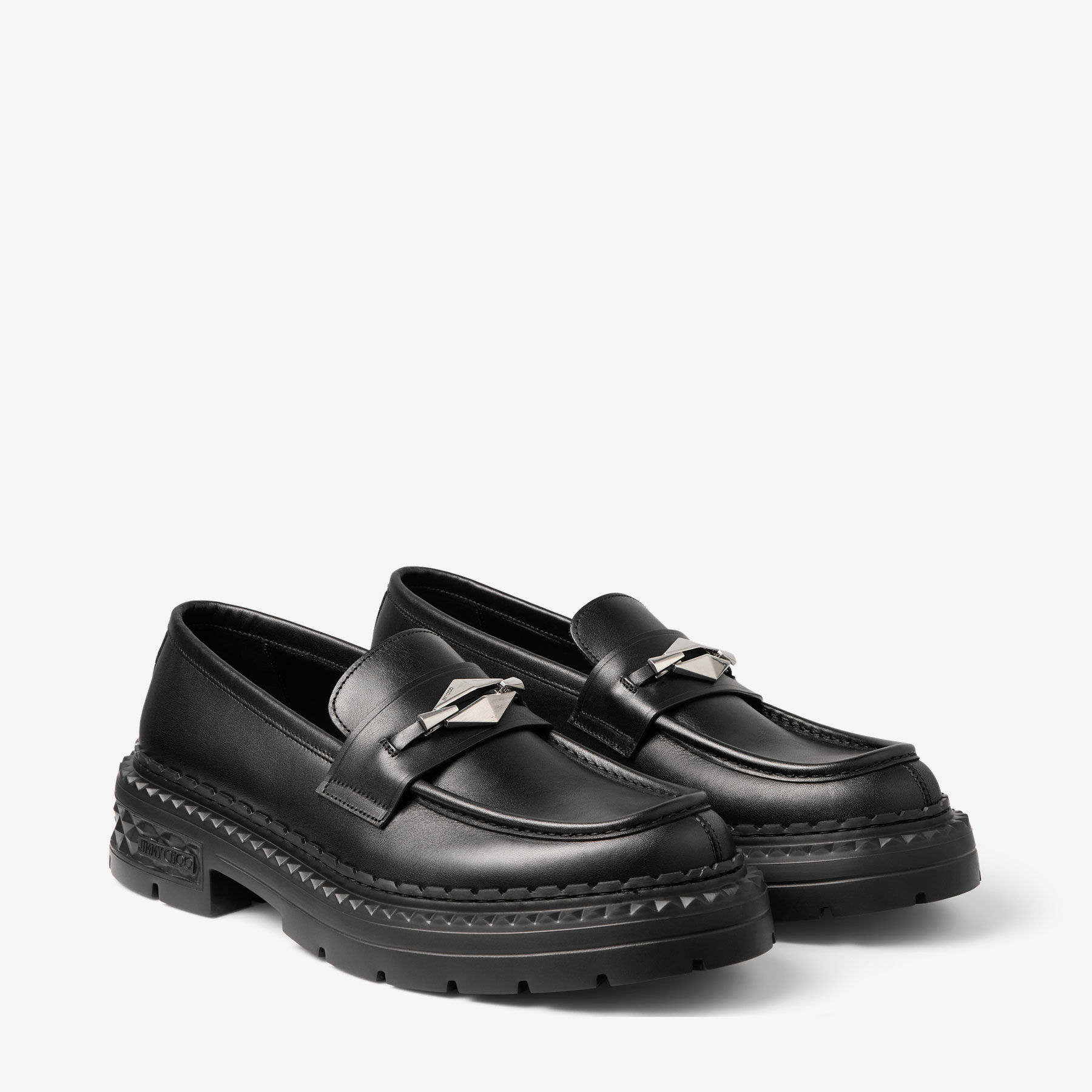 Marlow Diamond/F | Black Calf Leather Flats | JIMMY CHOO