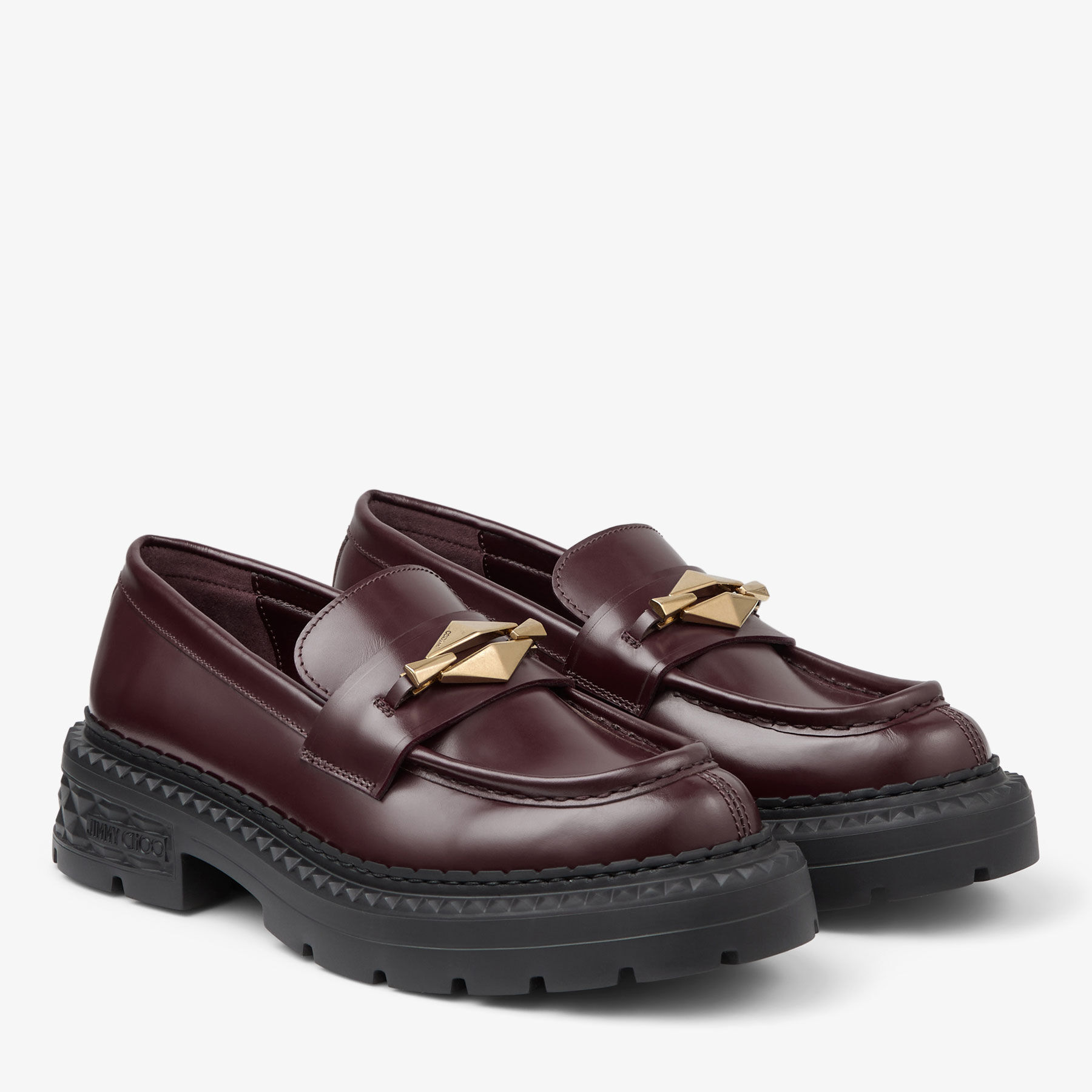 Marlow Diamond/M | Oxblood/Gold Calf Leather Shoe | JIMMY CHOO