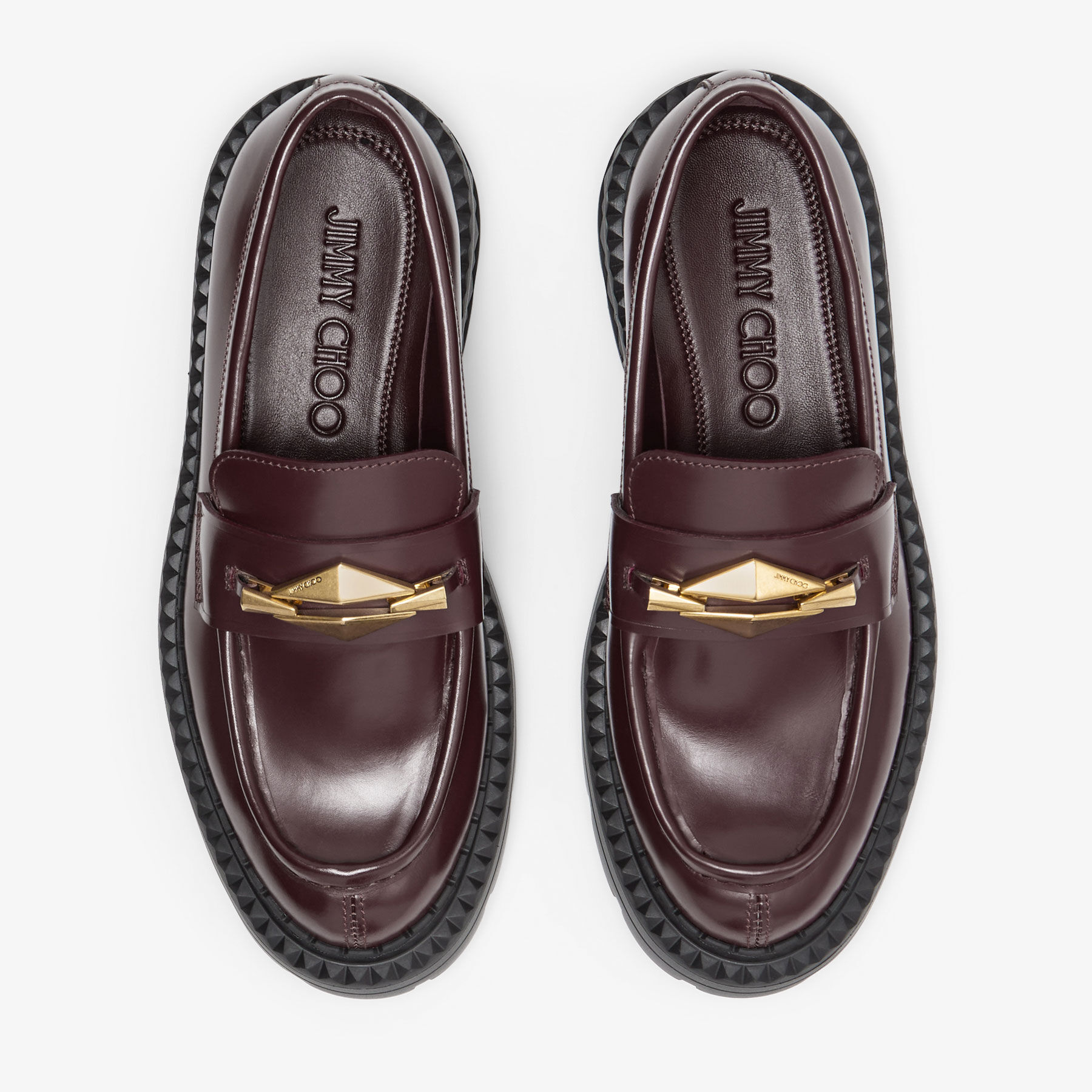 Marlow Diamond/M | Oxblood/Gold Calf Leather Shoe | JIMMY CHOO