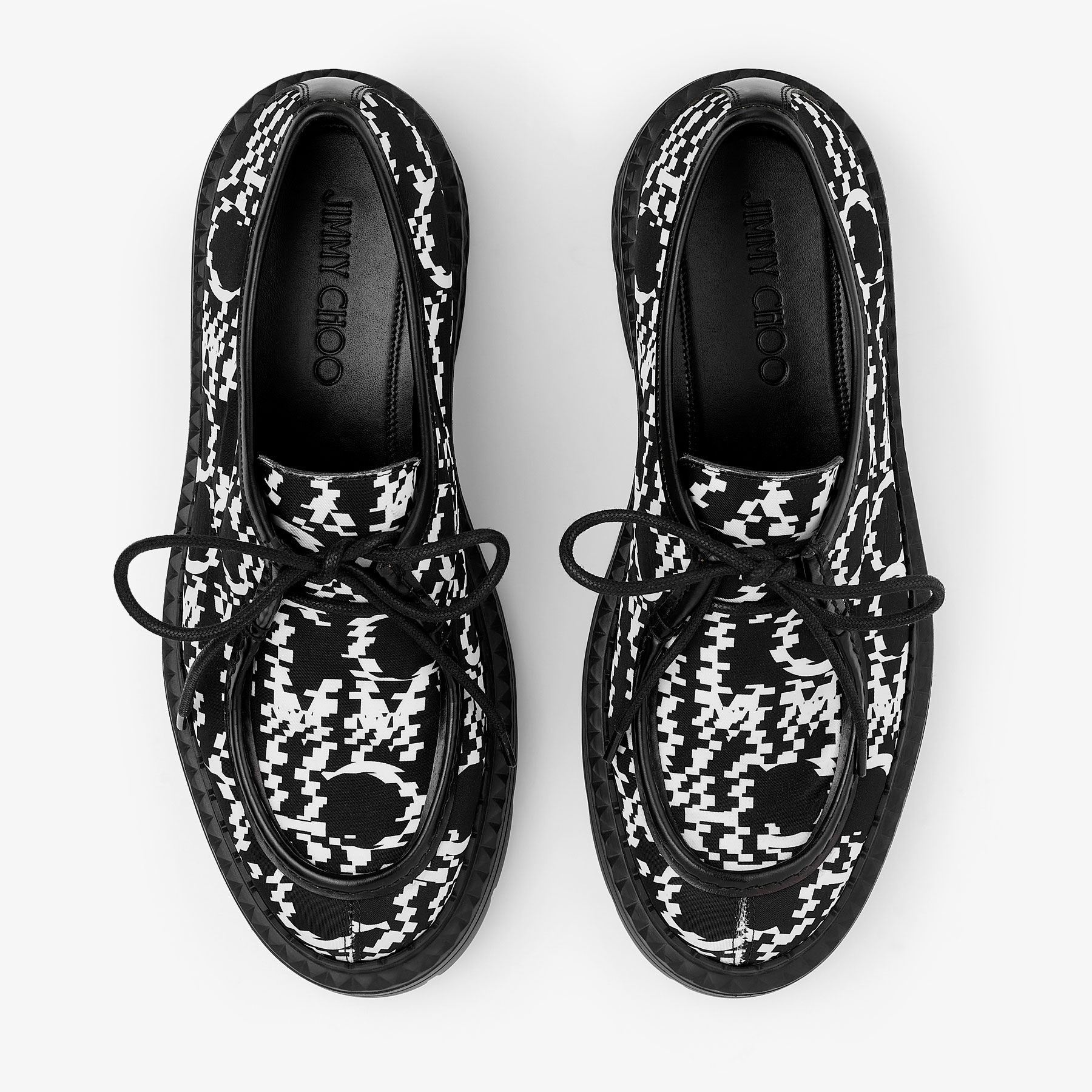 Marlow Moccasin 变形 Jimmy Choo 品牌 Logo 印花黑白撞色尼龙莫卡辛鞋 新品系列 Jimmy