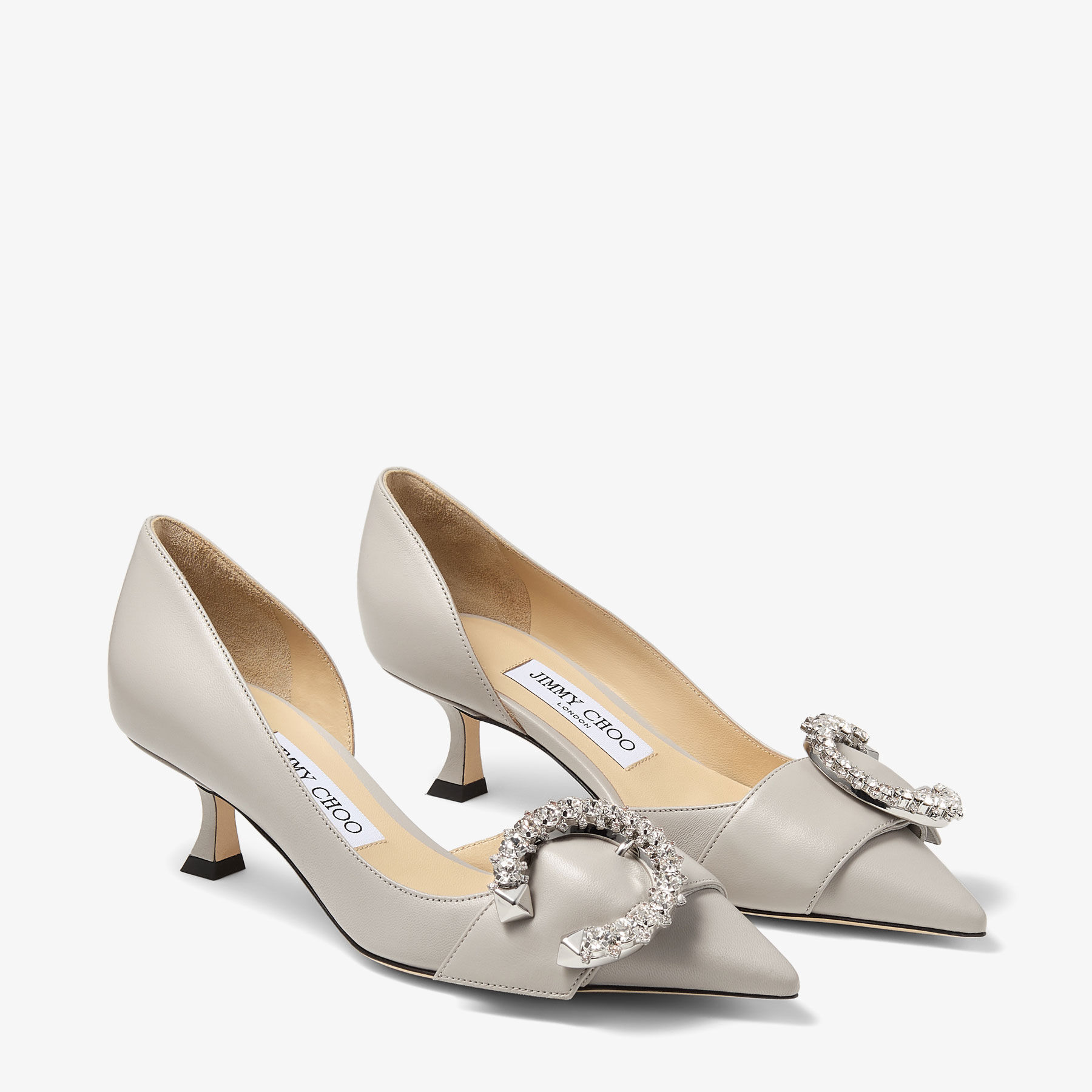 Melva Dorsay 50 | Ash/Crystal Nappa Leather Shoe | JIMMY CHOO