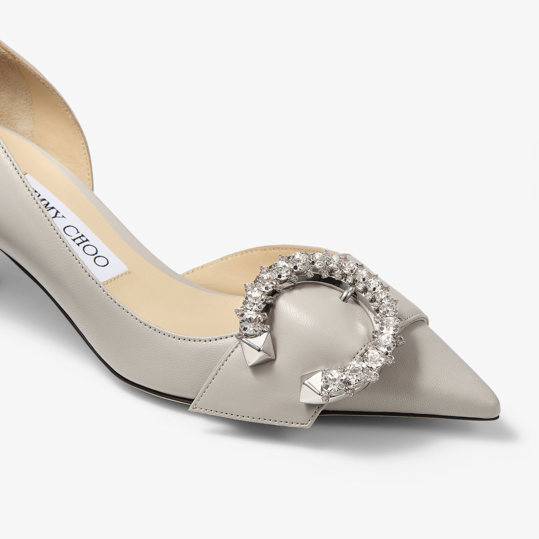 Melva Dorsay 50 | Ash/Crystal Nappa Leather Shoe | JIMMY CHOO