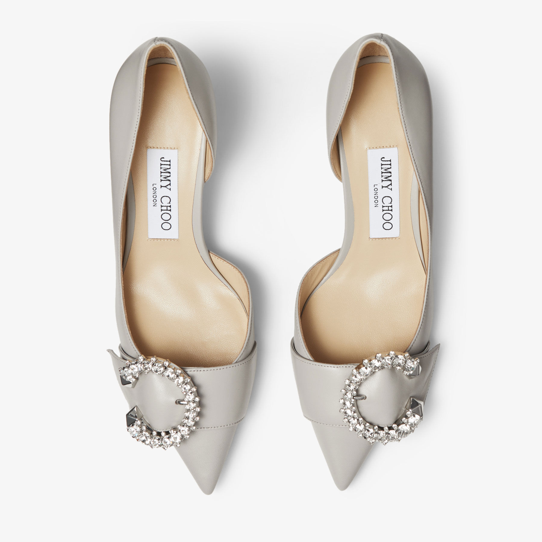 Melva Dorsay 50 | Ash/Crystal Nappa Leather Shoe | JIMMY CHOO
