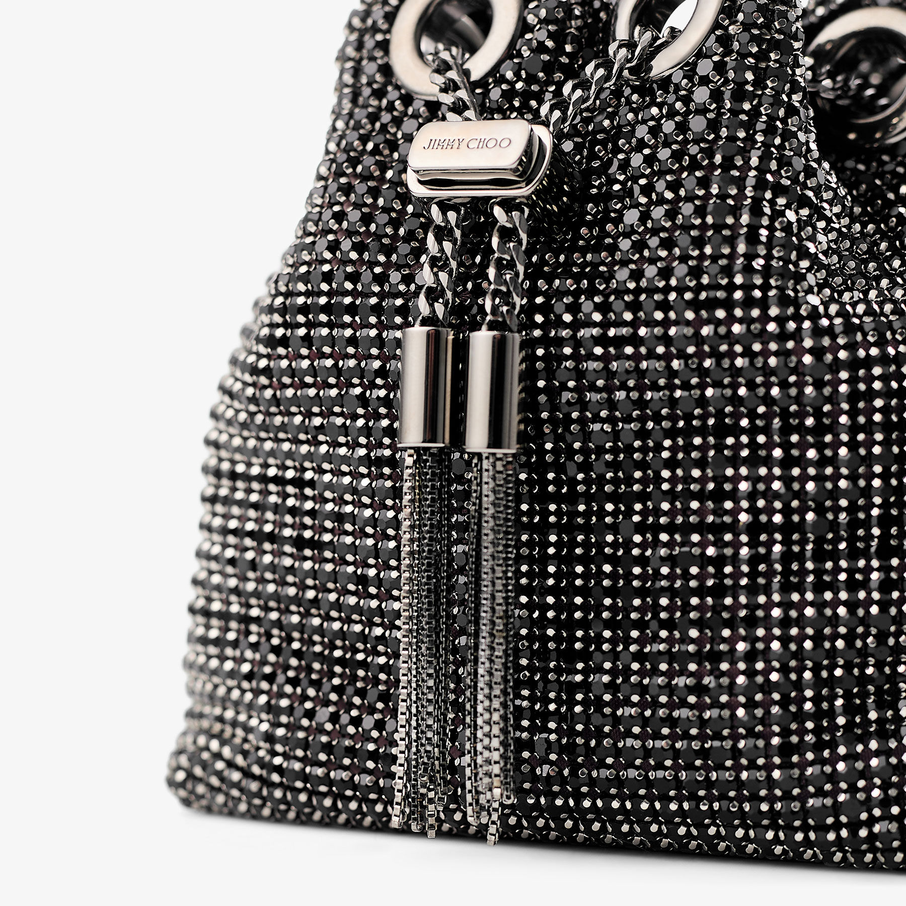 Micro Bon Bon | Black Crystal Mesh Mini Bag | JIMMY CHOO AU